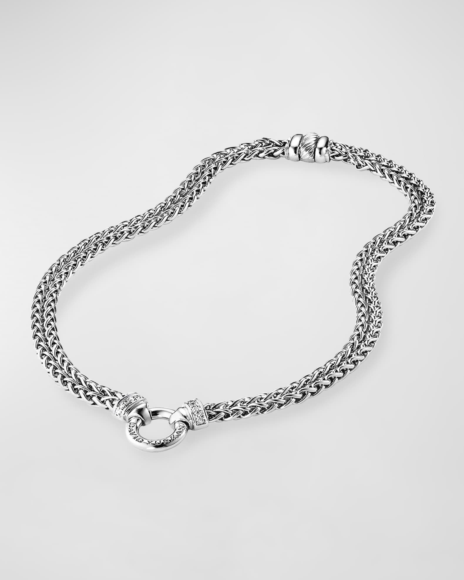 David Yurman Double Wheat Chain Necklace with Diamonds | Neiman Marcus
