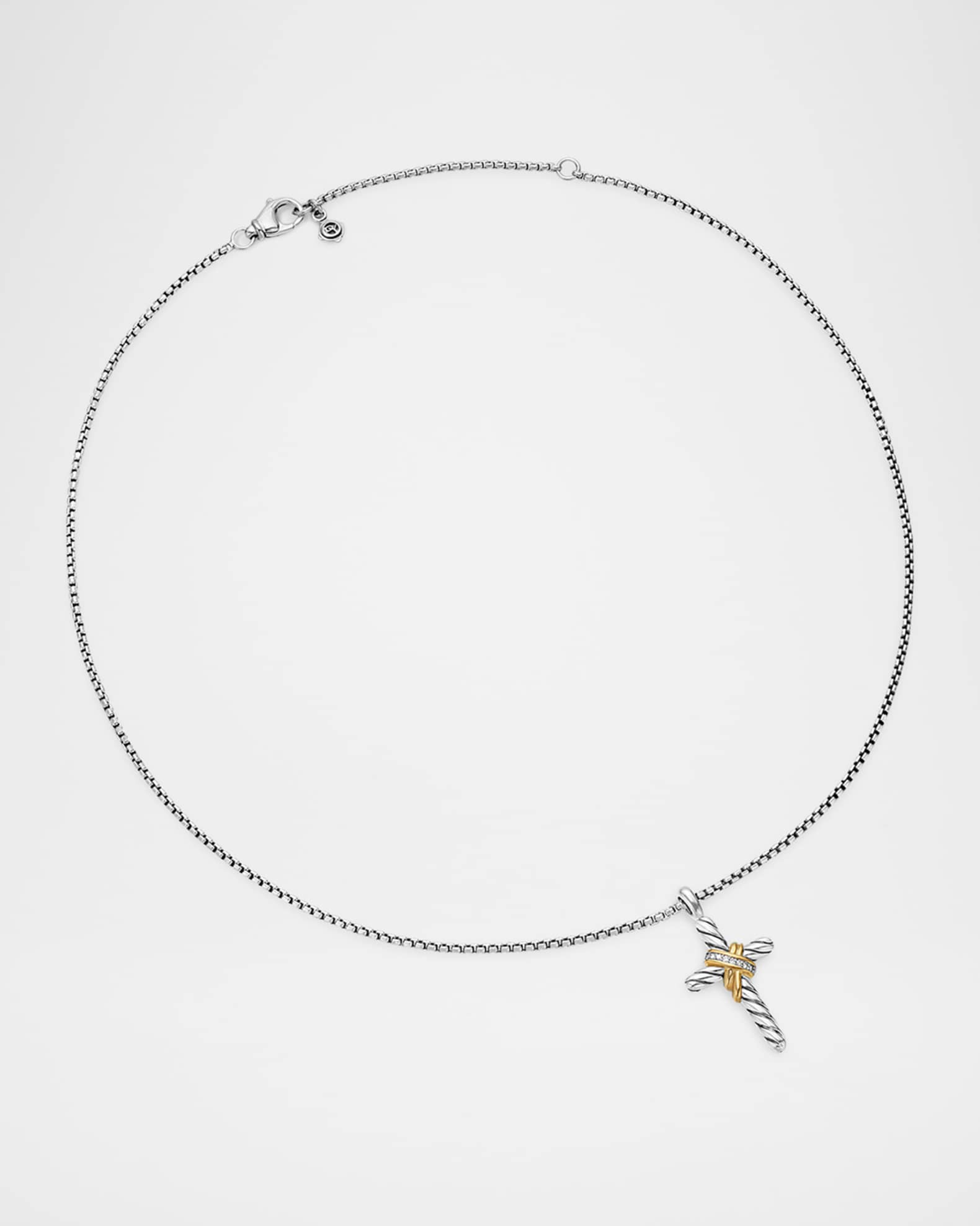 David Yurman X Cross Necklace in Silver with Diamonds and 14K Gold ...