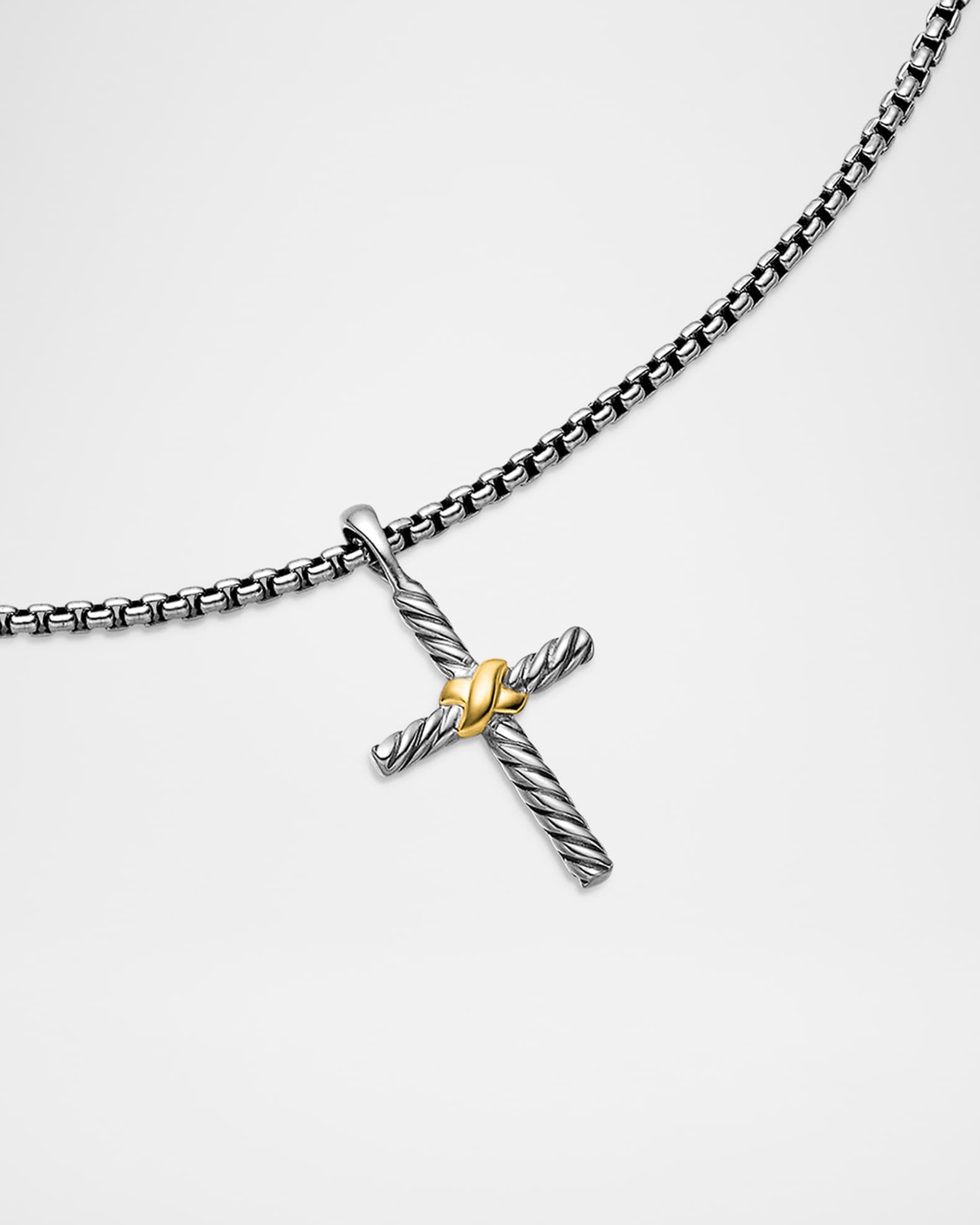 David Yurman Petite X Cross in Silver with 14K Gold on Chain | Neiman ...