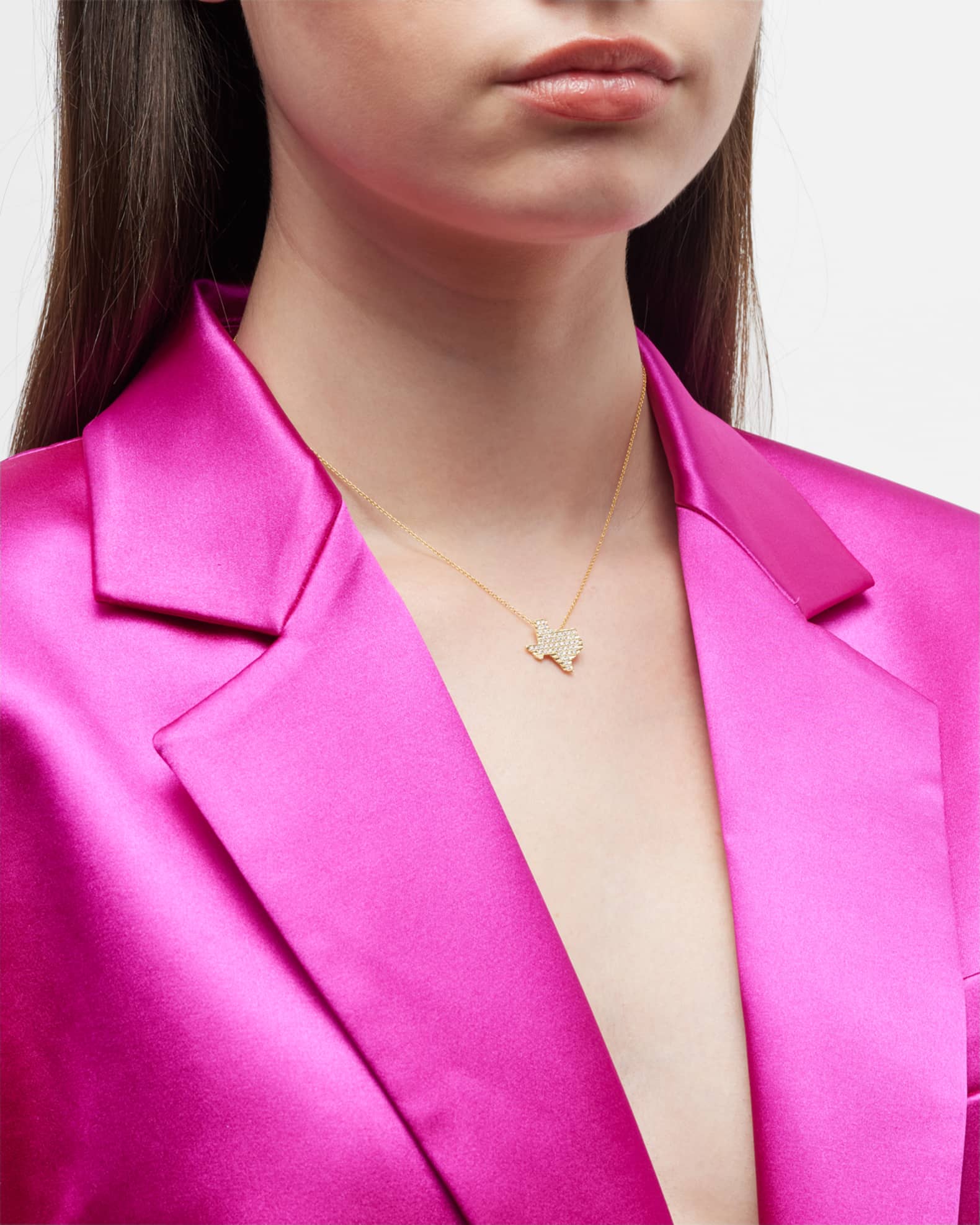 Roberto Coin 18k White Gold Diamond Texas Necklace | Neiman Marcus