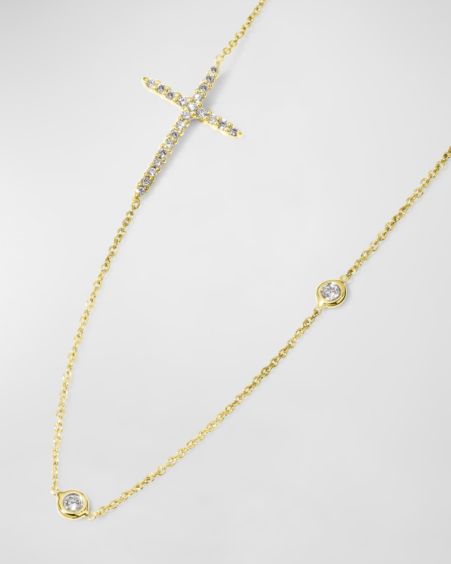 Roberto Coin Integrated Diamond Cross Necklace, White Gold | Neiman Marcus