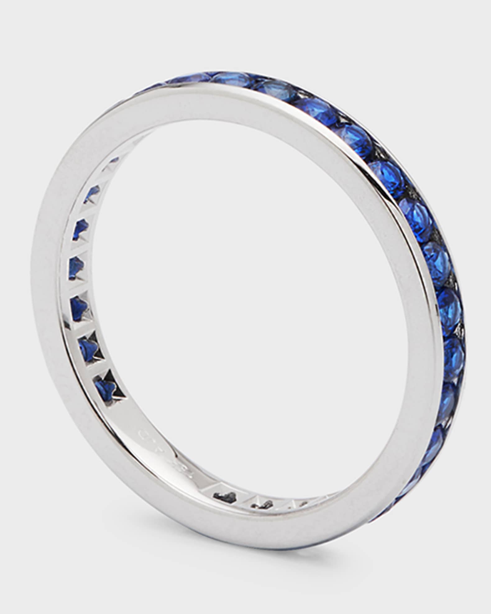 Neiman Marcus Diamonds 18k White Gold Blue Sapphire Eternity Ring, Size ...