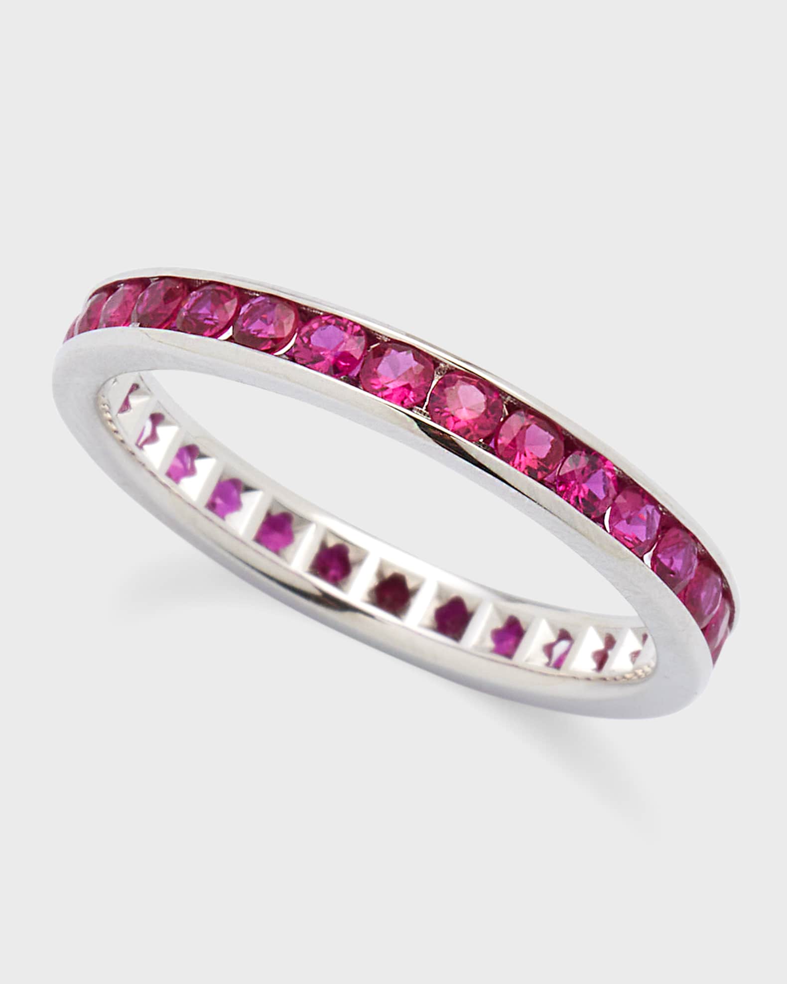Neiman Marcus Diamonds 18k White Gold Ruby Eternity Ring, Size 7, 1 ...