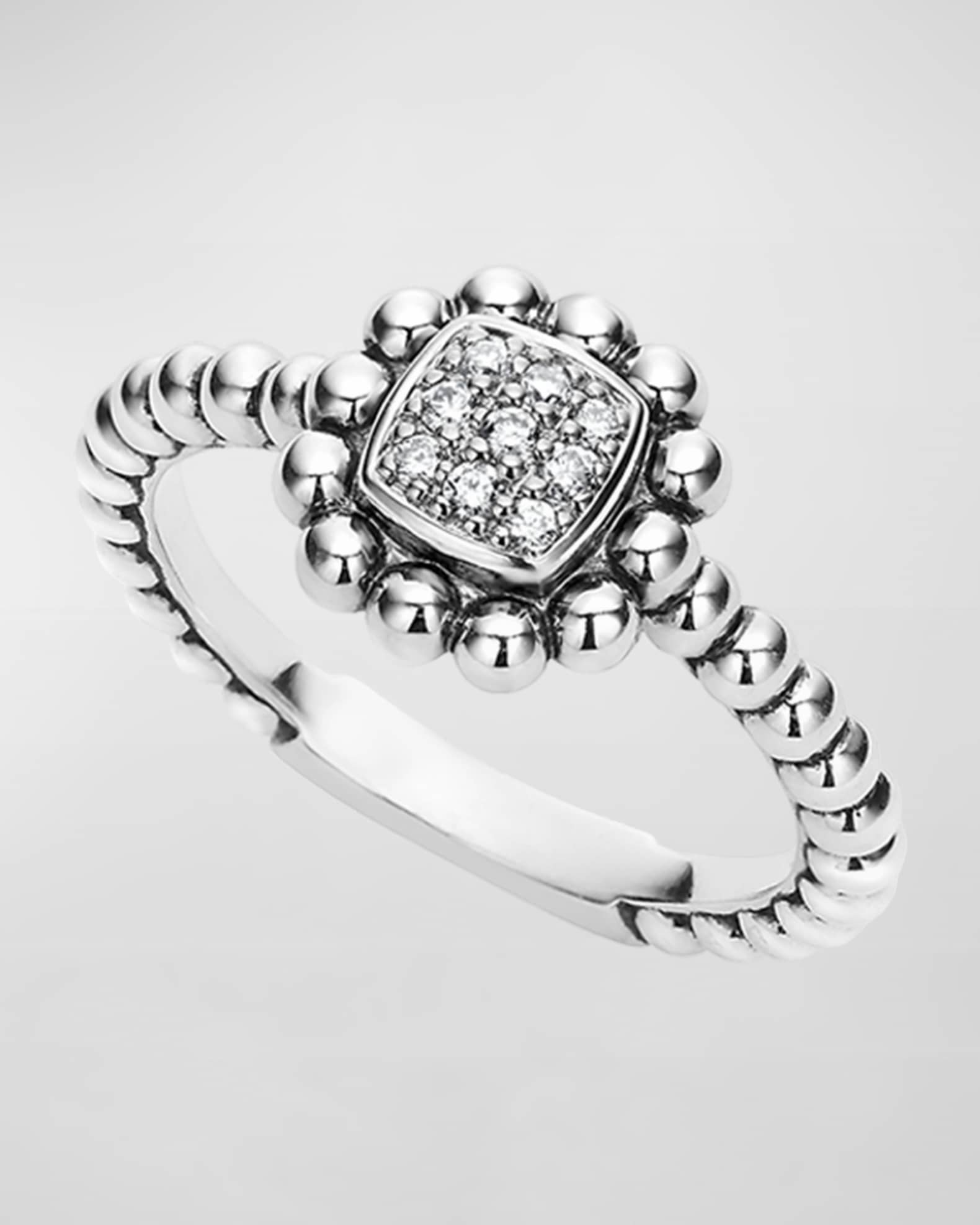 LAGOS Sterling Silver Caviar Spark Ring with Diamonds | Neiman Marcus