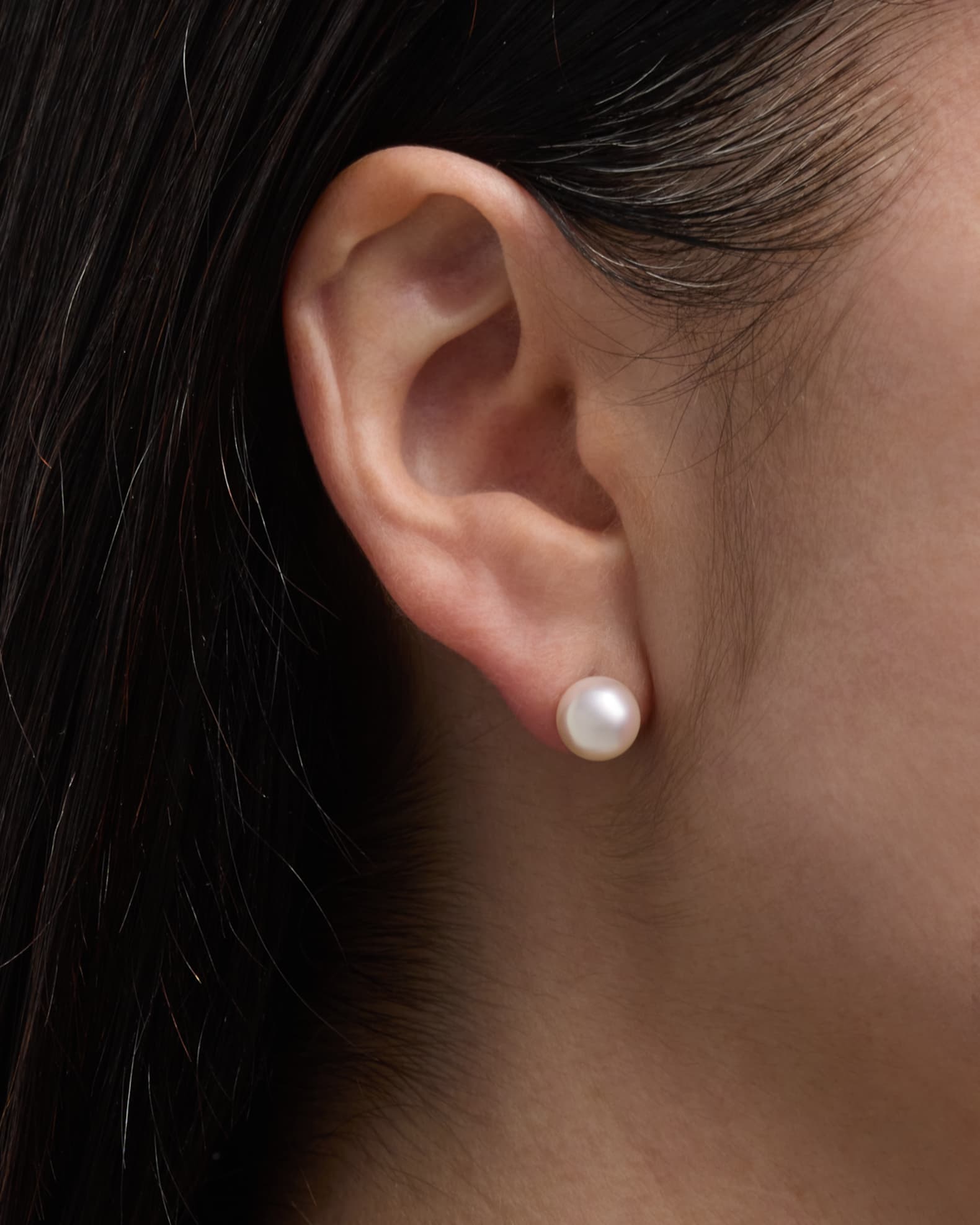 Assael Akoya Cultured 9mm 18K White Gold Pearl Stud Earrings | Neiman ...