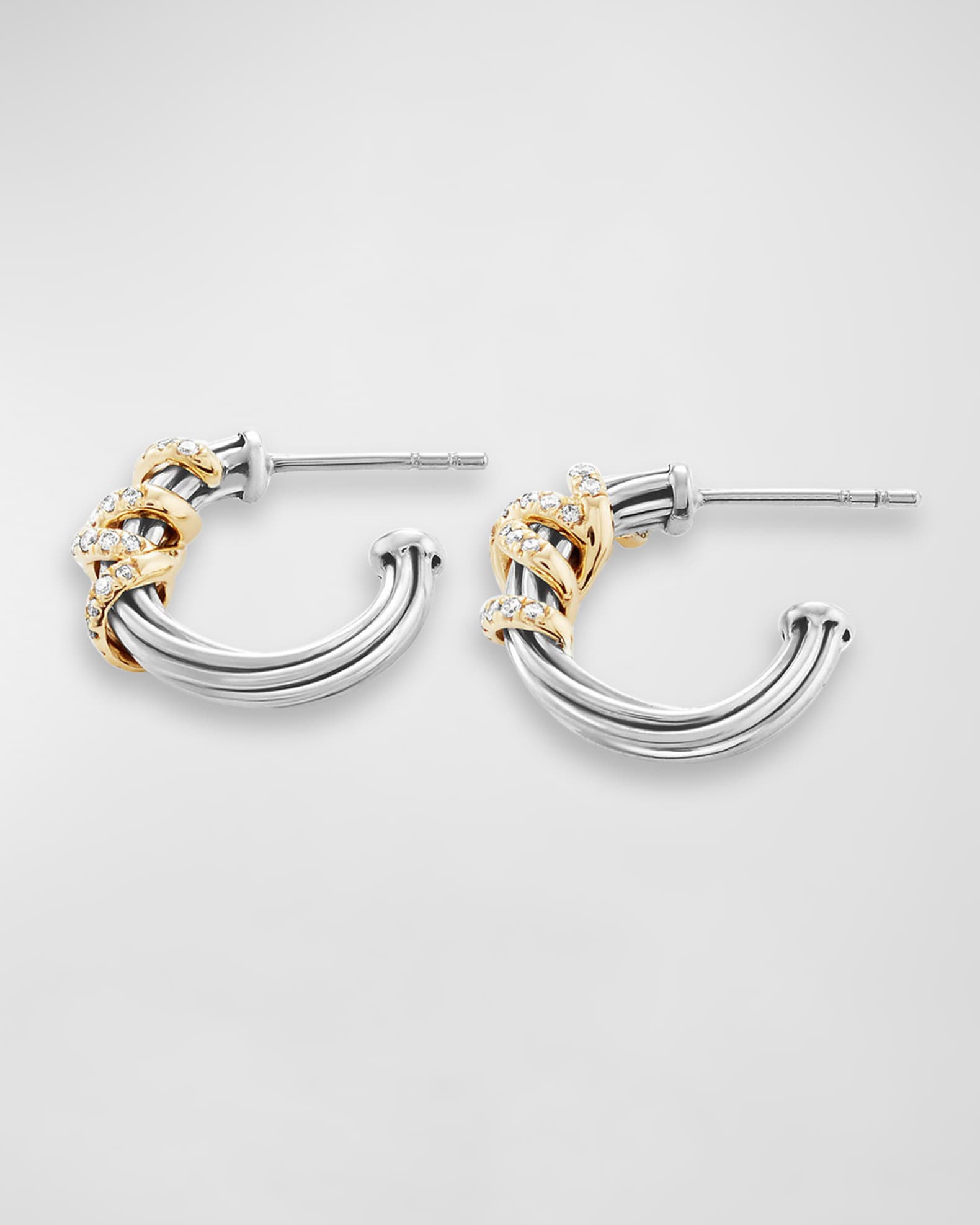 David Yurman Helena Small Diamond Wrap Hoop Earrings | Neiman Marcus