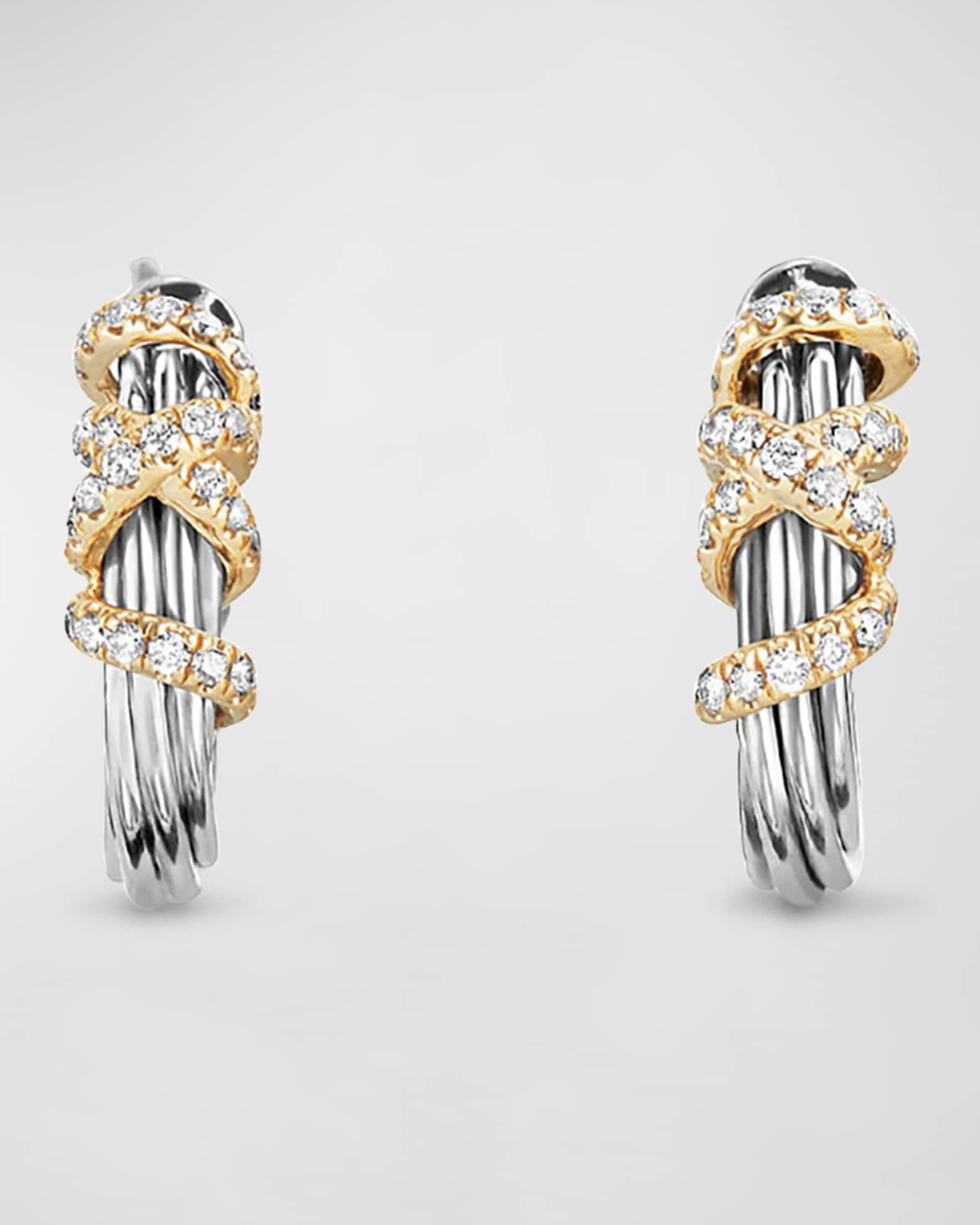 David Yurman Helena Small Diamond Wrap Hoop Earrings | Neiman Marcus