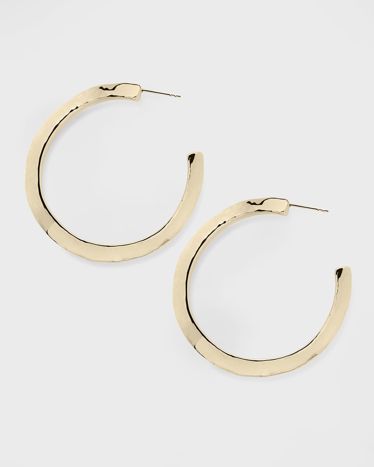 Ippolita Hammered Knife Edge Wavy Hoop Earrings in 18K Gold | Neiman Marcus