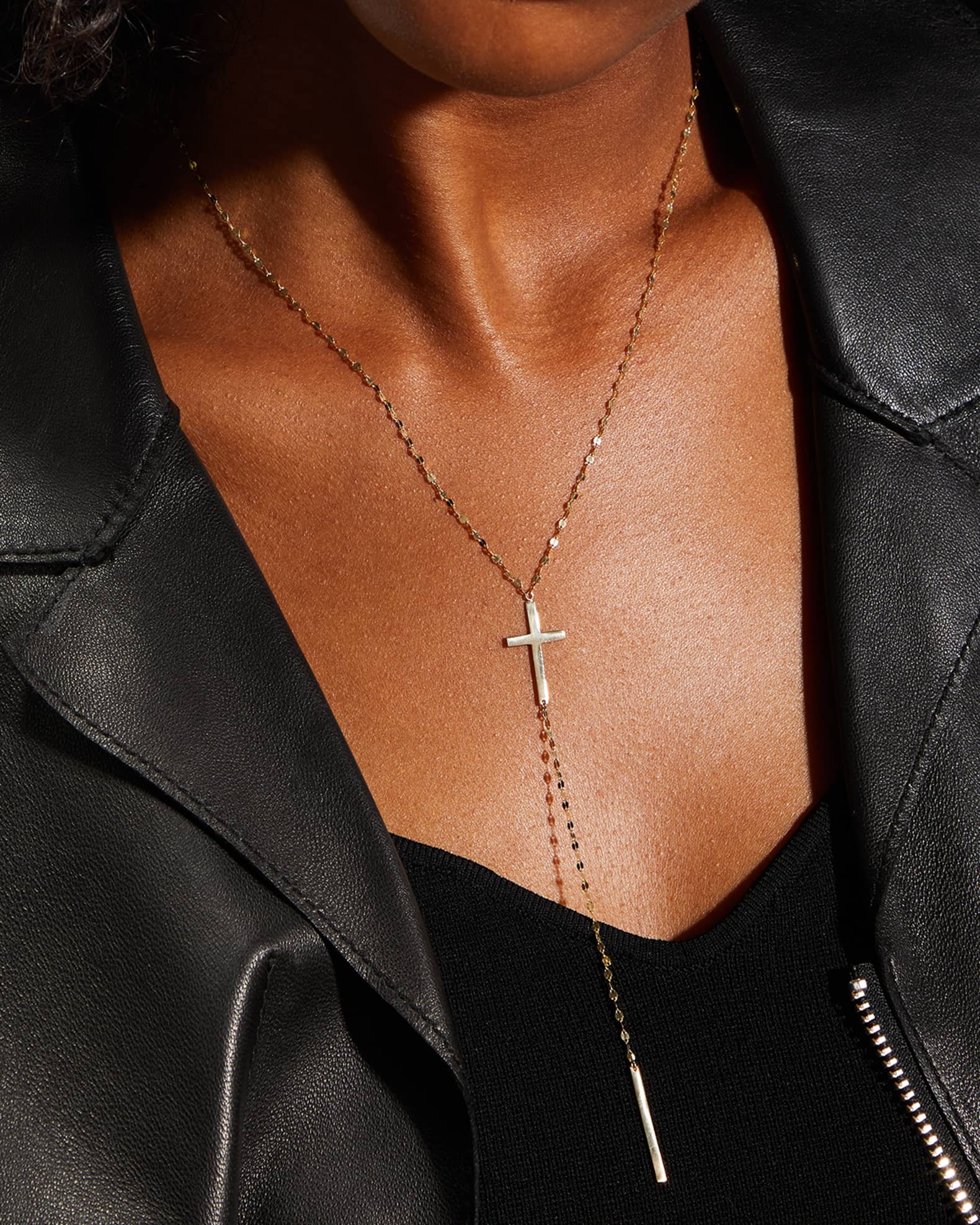 LANA 14K Gold Bond Crossary Chime Lariat Necklace | Neiman Marcus