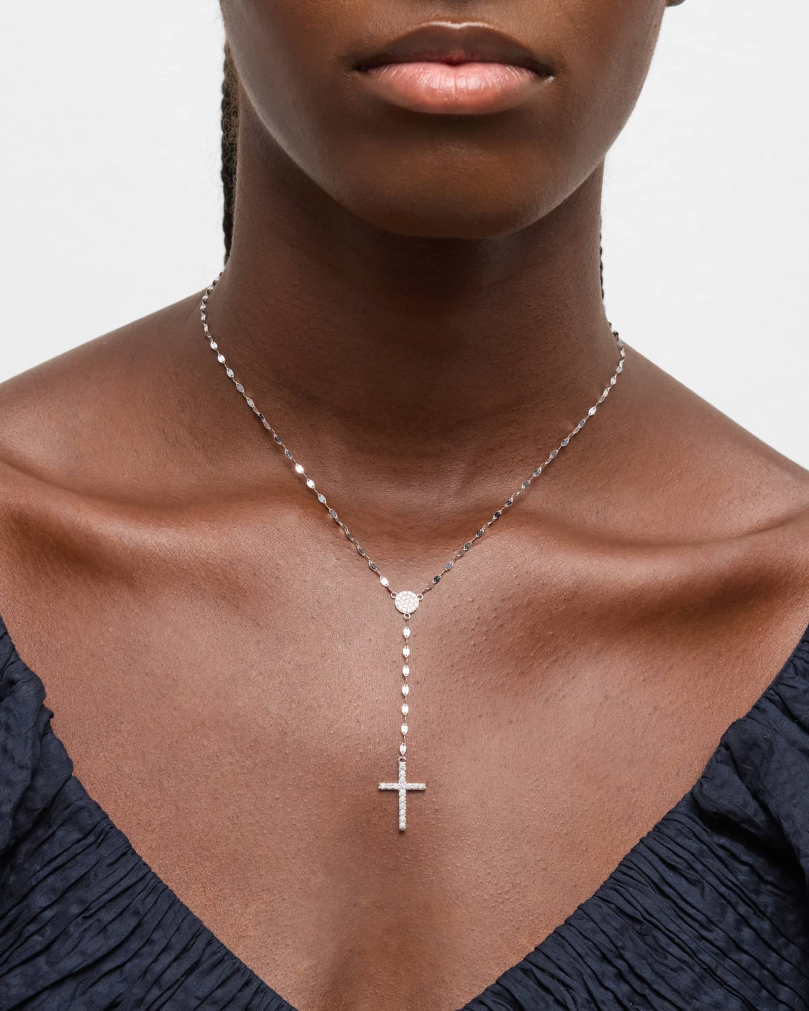 LANA 14K Gold Femme Fatale Crossary Necklace with Diamonds | Neiman Marcus