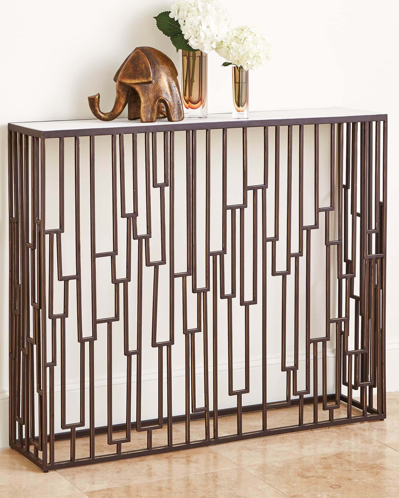 Global Views Argento Marble Entry Table | Neiman Marcus