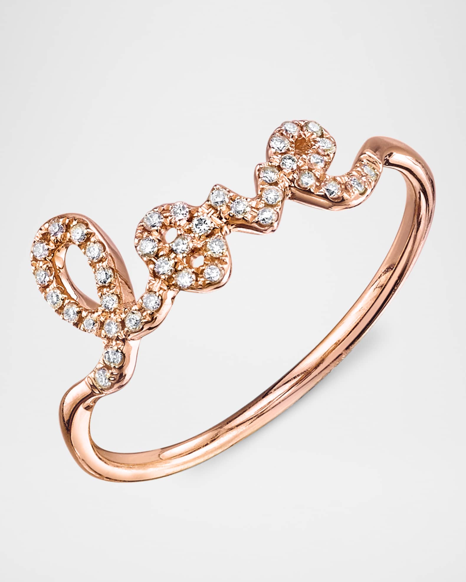 14k Gold Diamond Love Script Ring | Neiman Marcus