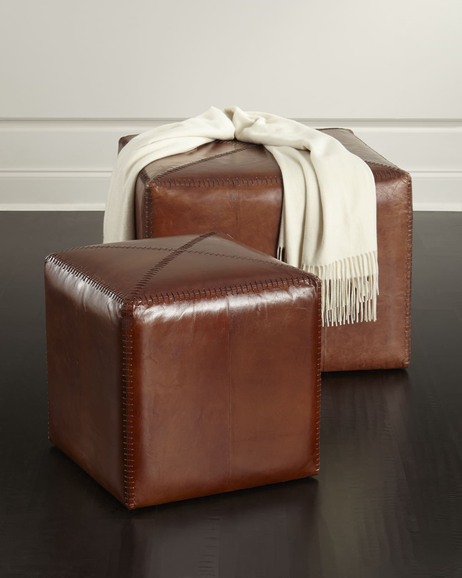 Boland Small Leather Ottoman