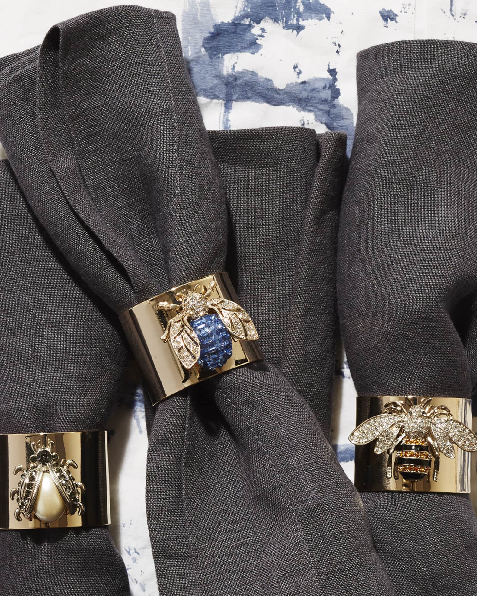 Joanna Buchanan Blue Sparkle Bee Napkin Rings, Set of 2 | Neiman Marcus