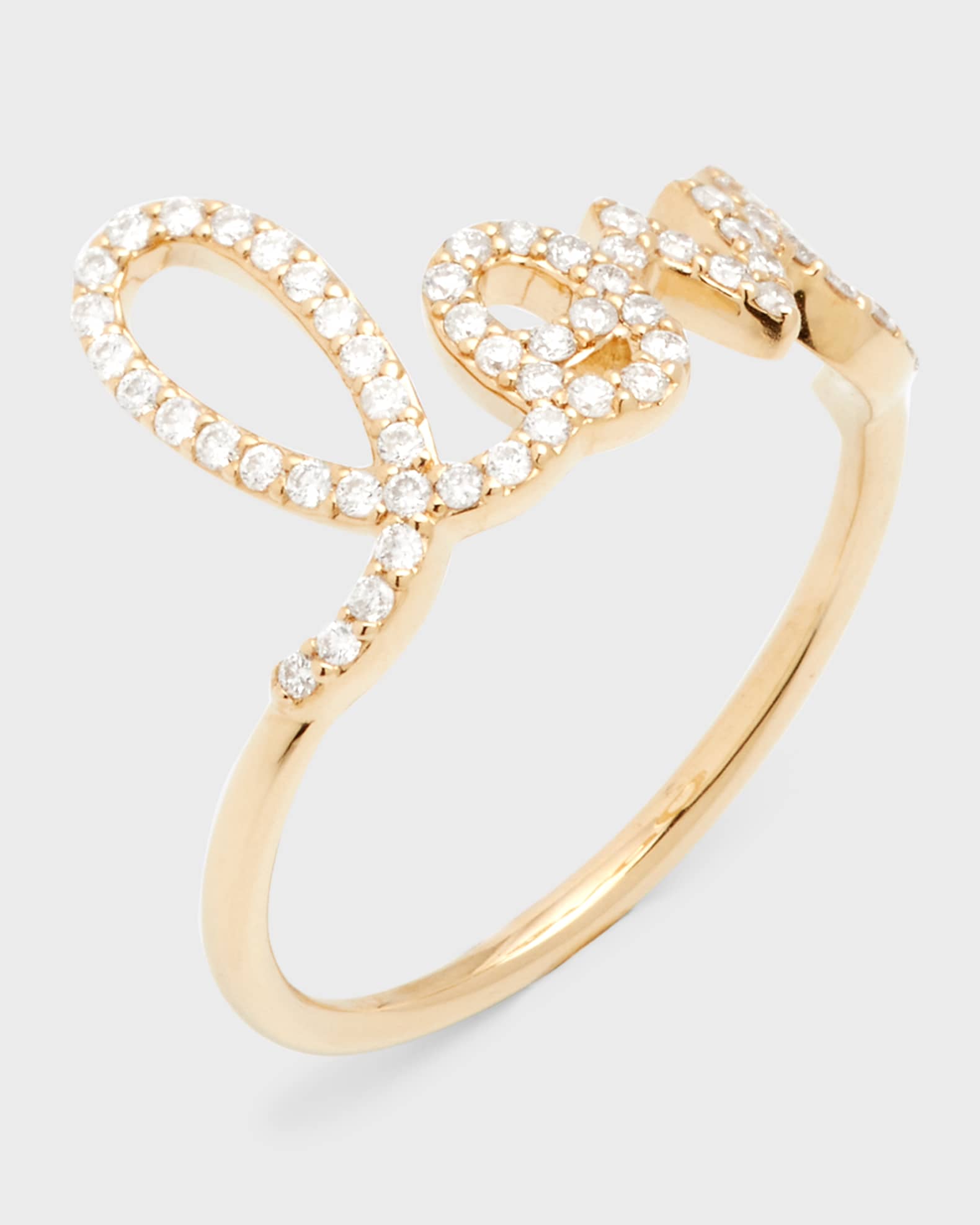 Sydney Evan Large Love 14K Gold Ring with Diamonds | Neiman Marcus
