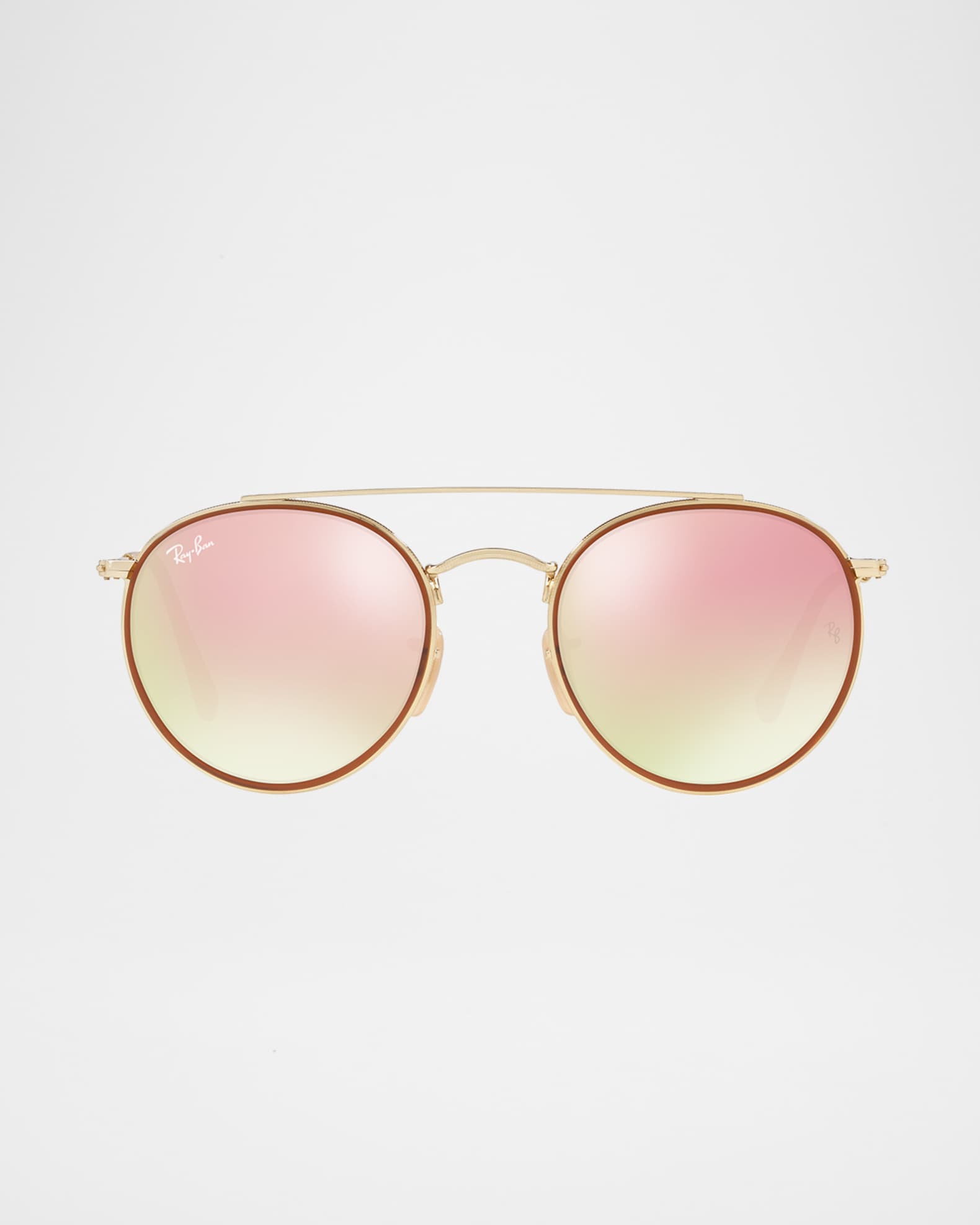 Ray-Ban Round Double-Bridge Flash Sunglasses | Neiman Marcus