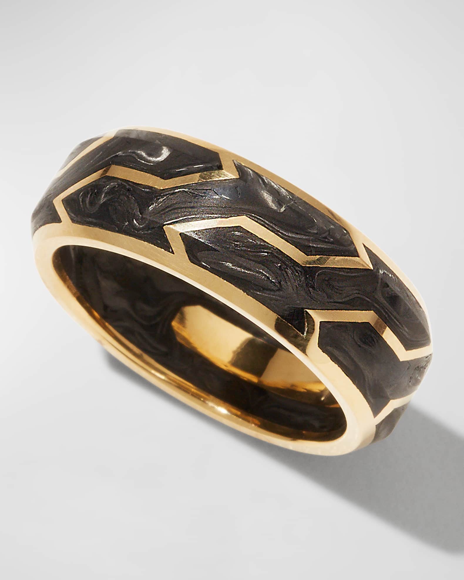 David Yurman Men's Forged Carbon Band Ring in 18K Gold, 8.5mm | Neiman ...
