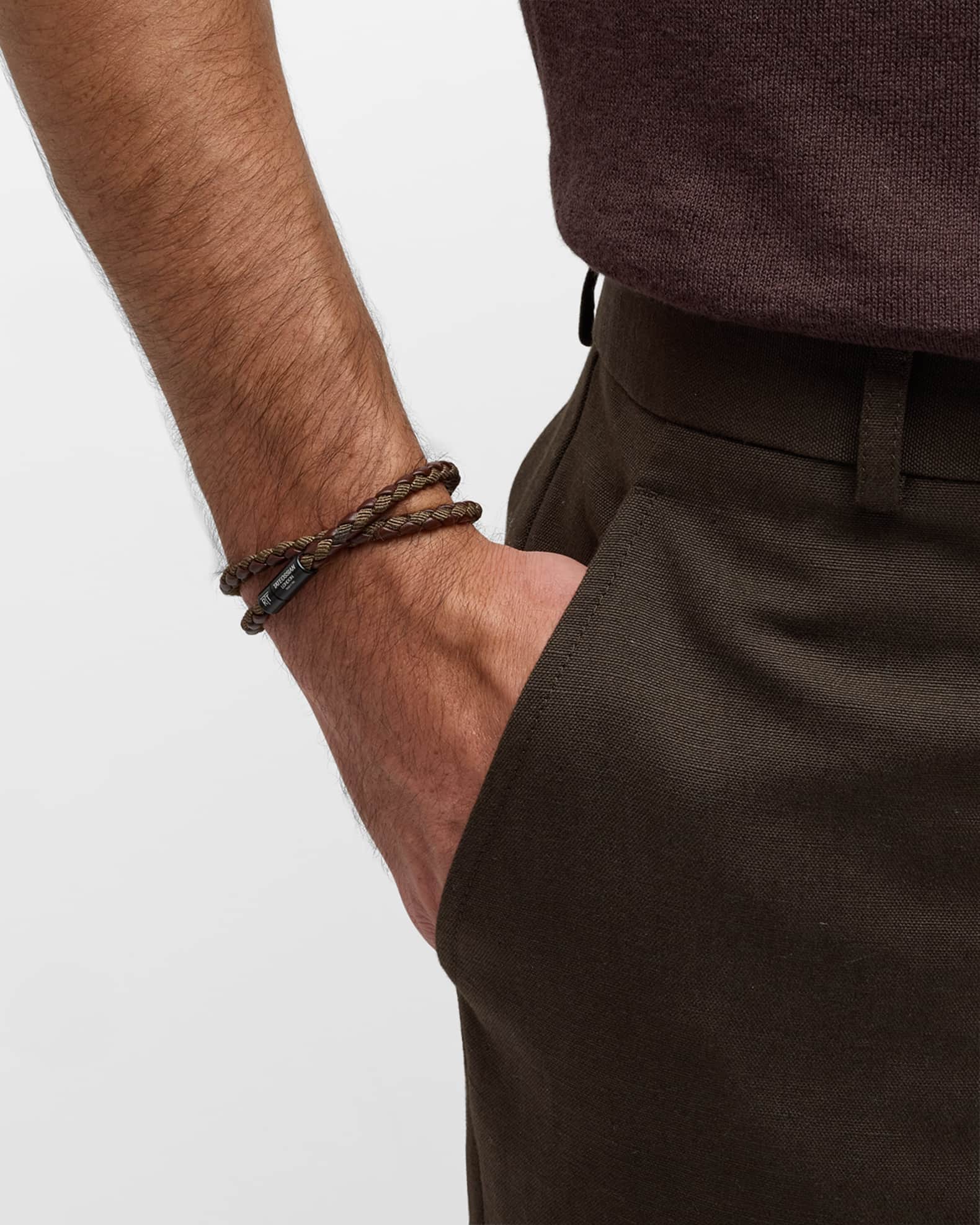 Tateossian Chelsea Double Wrap Braided Bracelet Brown