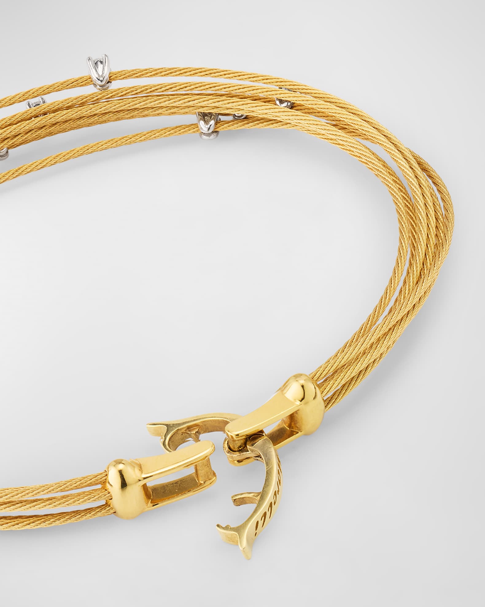 Paul Morelli 18K Gold Seven-Strand Cable Wire Bracelet with Diamonds ...