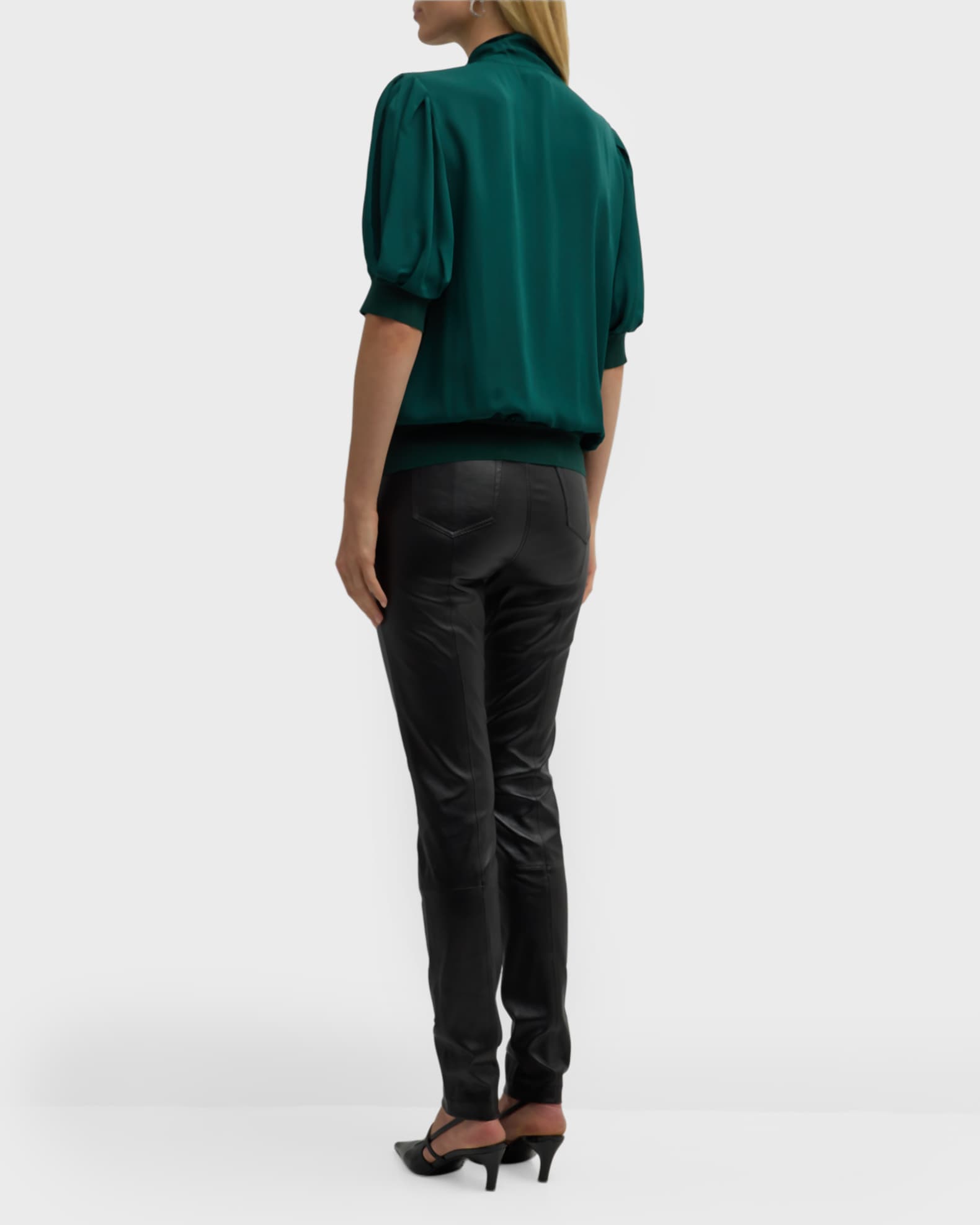 Lafayette 148 New York Mercer Mid-Rise Leather Skinny Jeans | Neiman Marcus