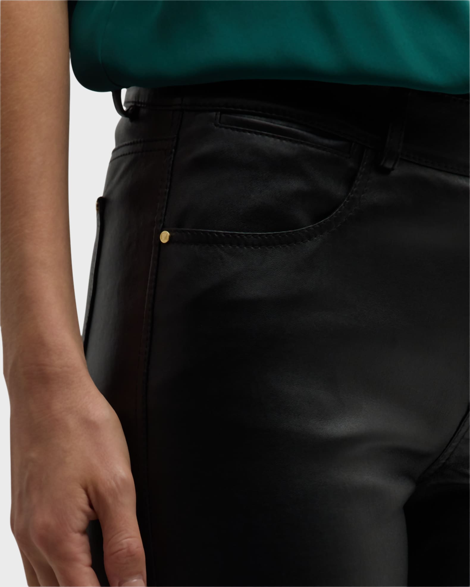 Lafayette 148 New York Mercer Mid-Rise Leather Skinny Jeans | Neiman Marcus