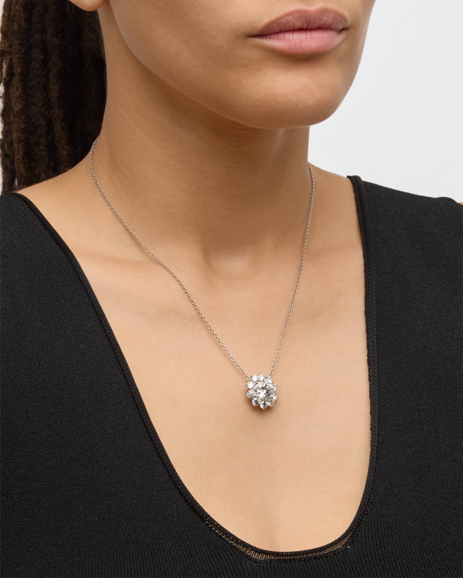 NM Estate Estate Platinum Diamond Cluster Pendant Necklace | Neiman Marcus