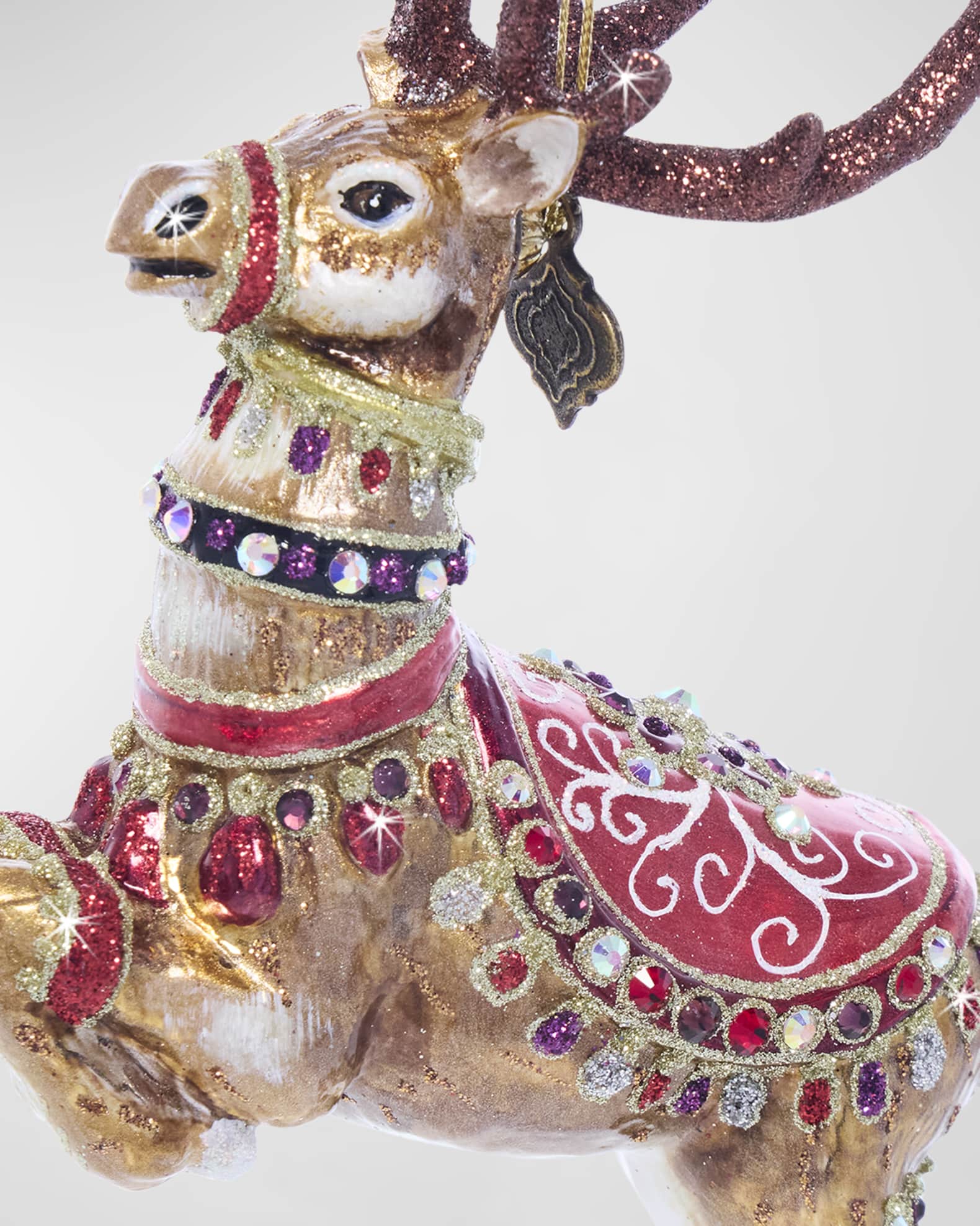 Jay Strongwater Dancer Reindeer Glass Christmas Ornament | Neiman Marcus
