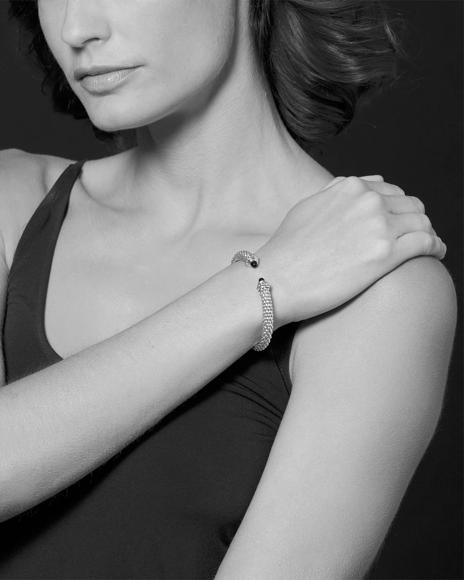 LAGOS 8mm Sterling Silver Caviar Hinge Cuff Bracelet | Neiman Marcus