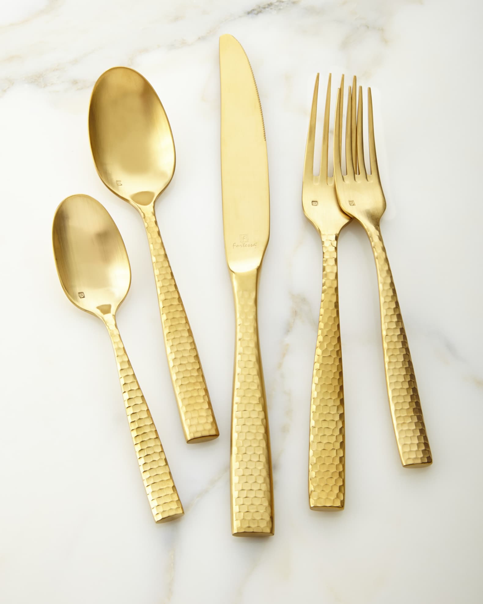 Fortessa 20-Piece Lucca Brushed Golden Flatware Service | Neiman Marcus