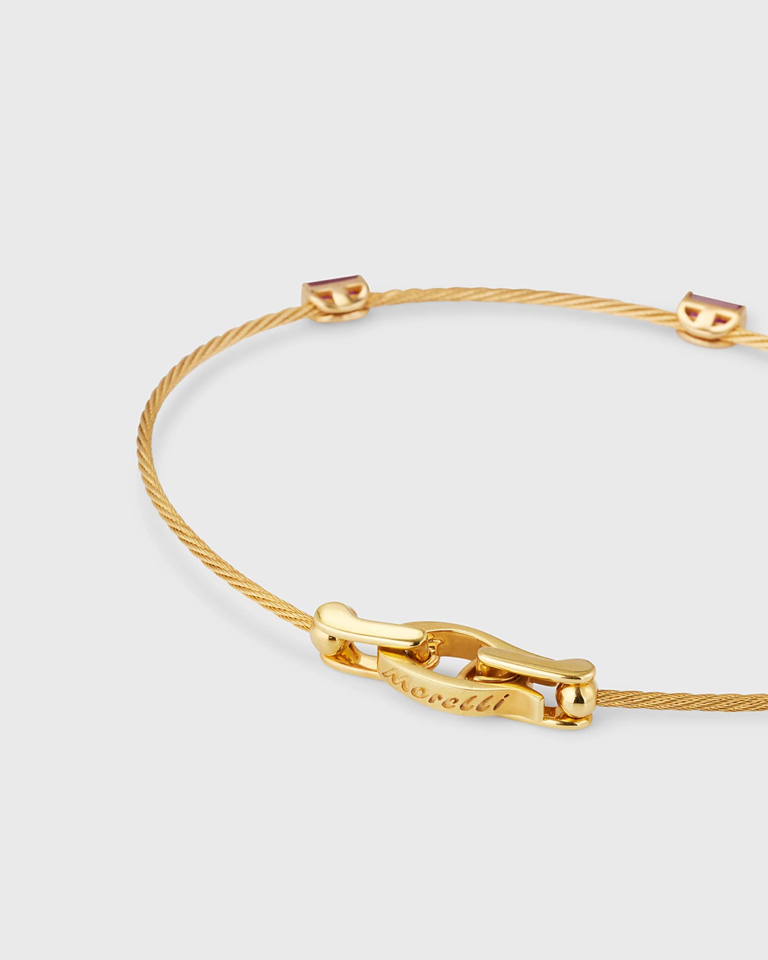Paul Morelli Unity 18k Wire Bracelet w/ 3 Rubies | Neiman Marcus