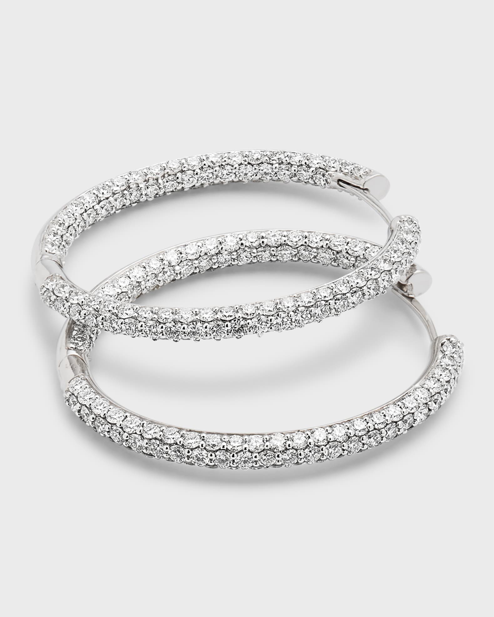 Neiman Marcus Diamonds Pave Diamond Hoop Earrings, 6.28tcw, 0.90"L ...