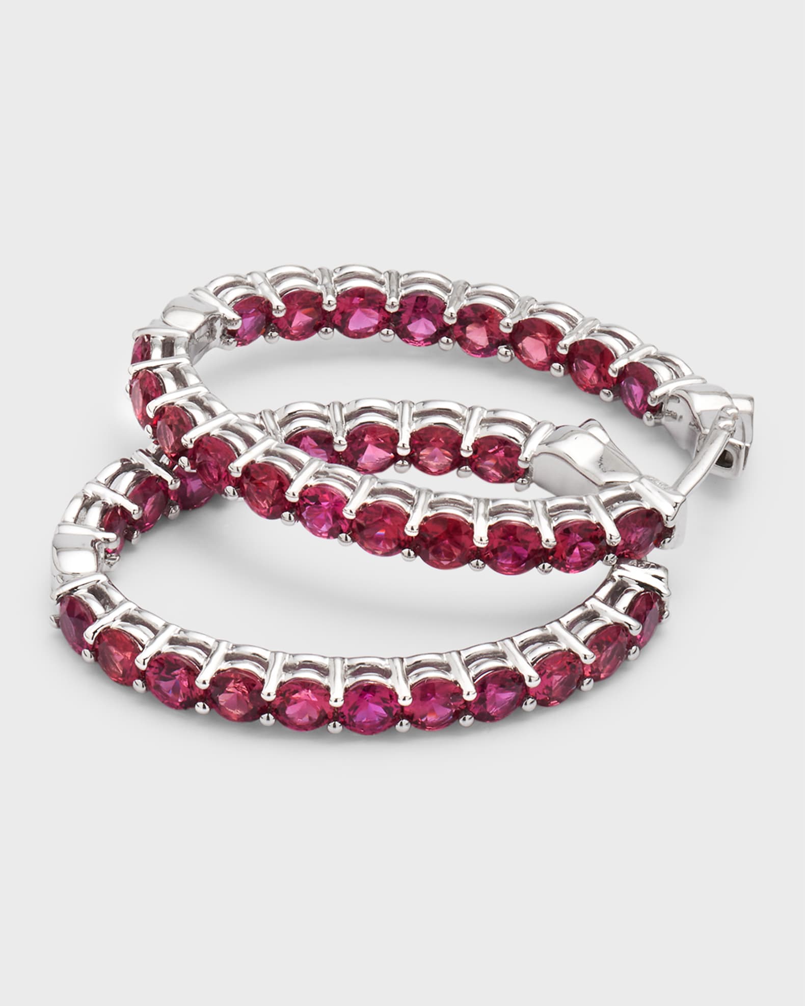 Neiman Marcus Diamonds Large Ruby Hoop Earrings, 5.13tcw, 1"L | Neiman ...