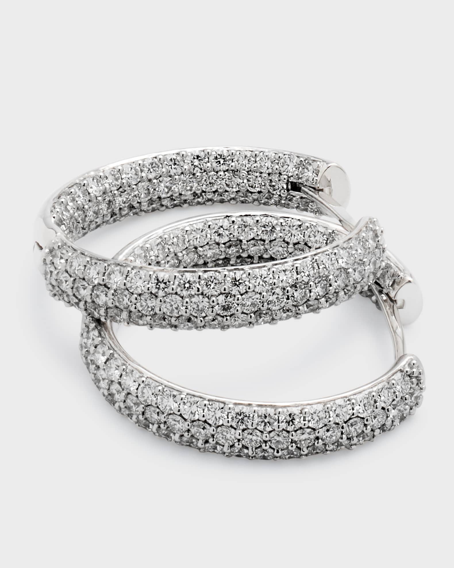 Neiman Marcus Diamonds 25mm Pave Diamond Hoop Earrings, 3.04tcw, 1"L ...