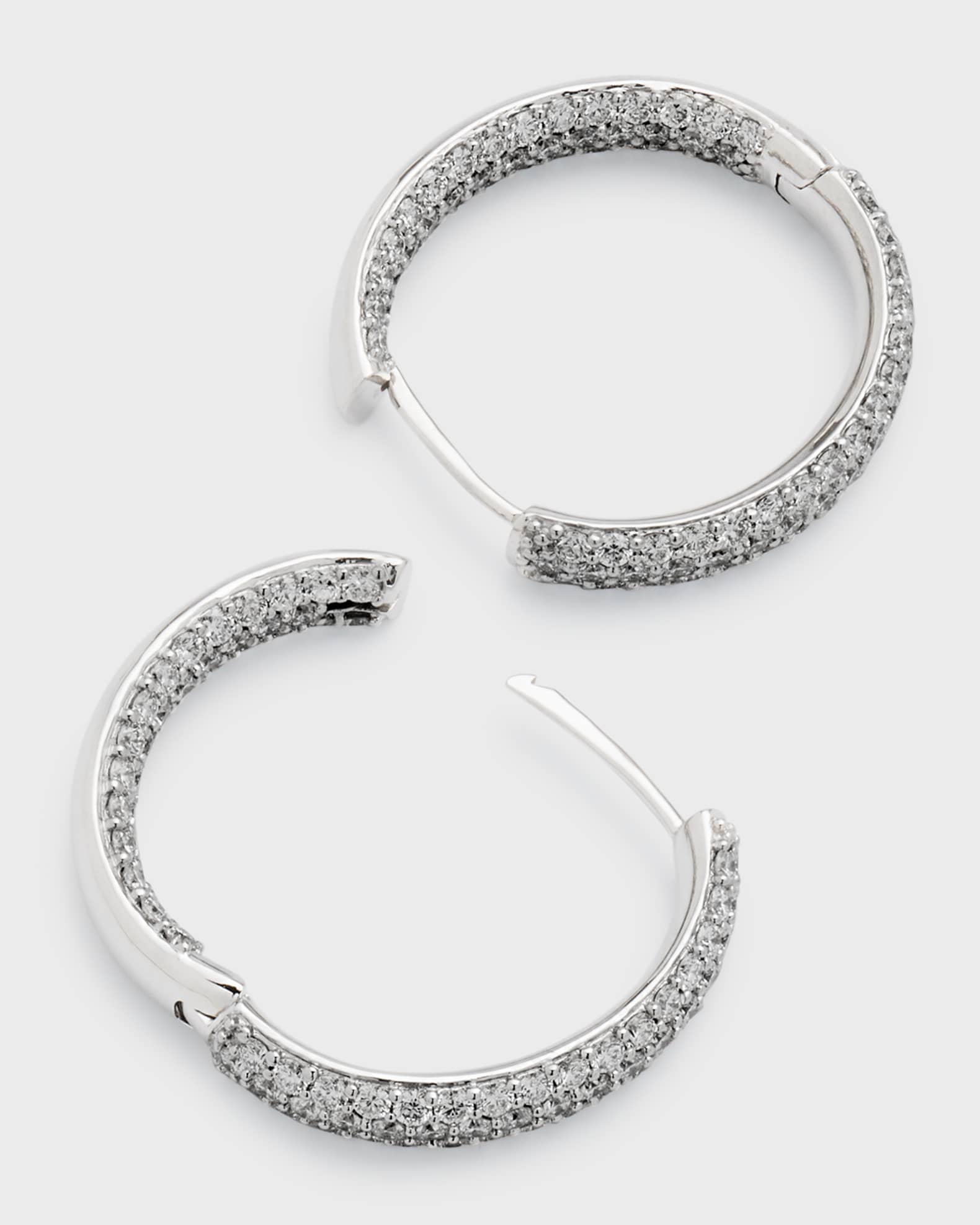 Neiman Marcus Diamonds 25mm Pave Diamond Hoop Earrings, 3.04tcw, 1"L ...
