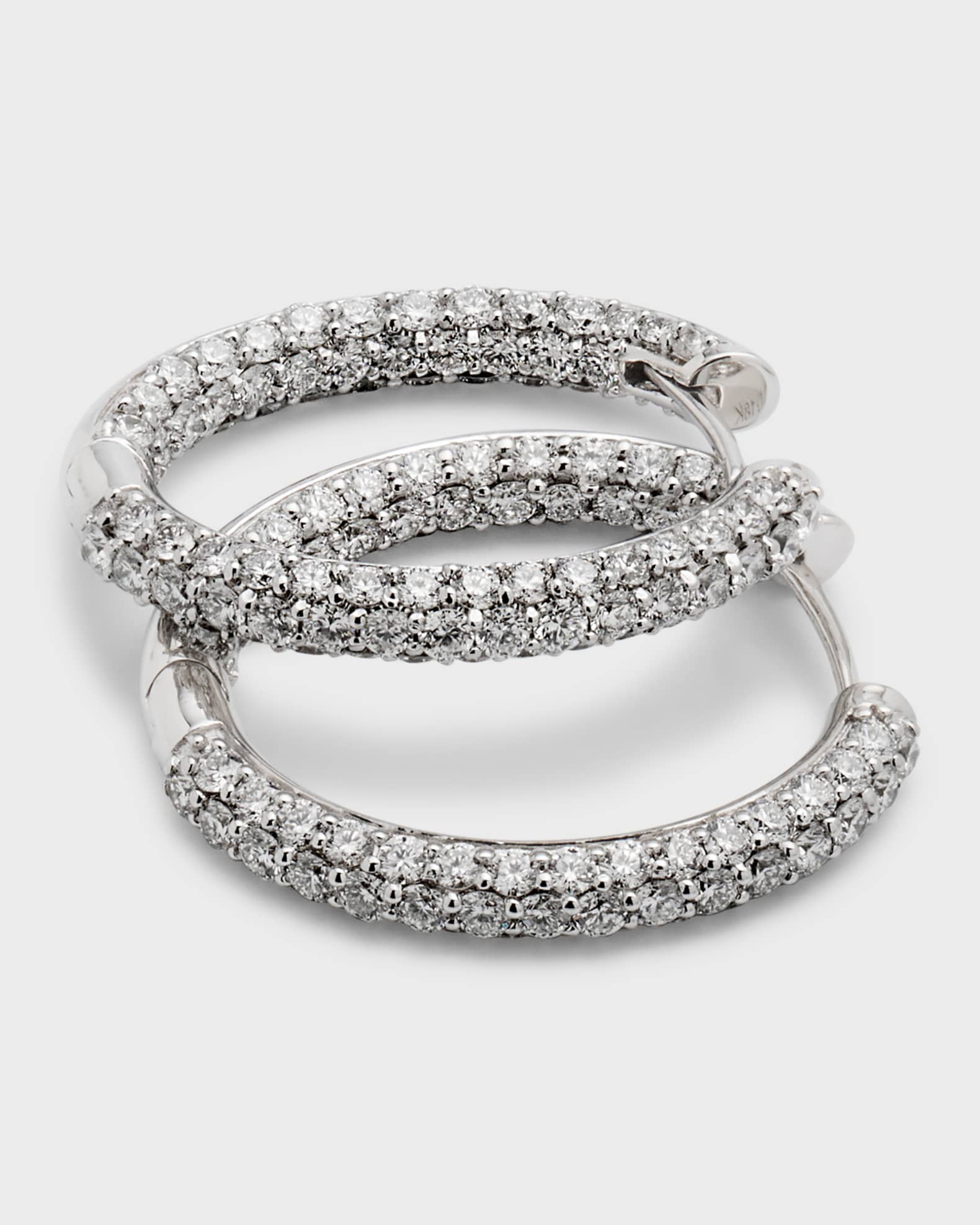 Neiman Marcus Diamonds Medium Pave Diamond Hoop Earrings in 18K White ...