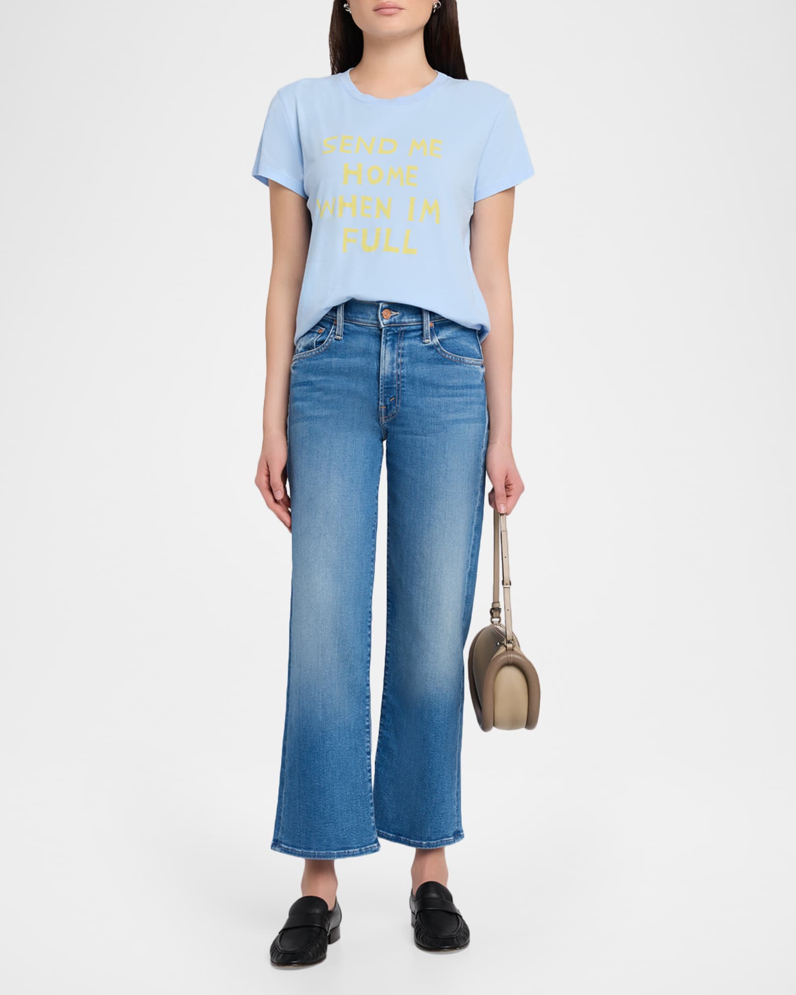 MOTHER Goodie Goodie Short-Sleeve Boxy Cotton Tee | Neiman Marcus