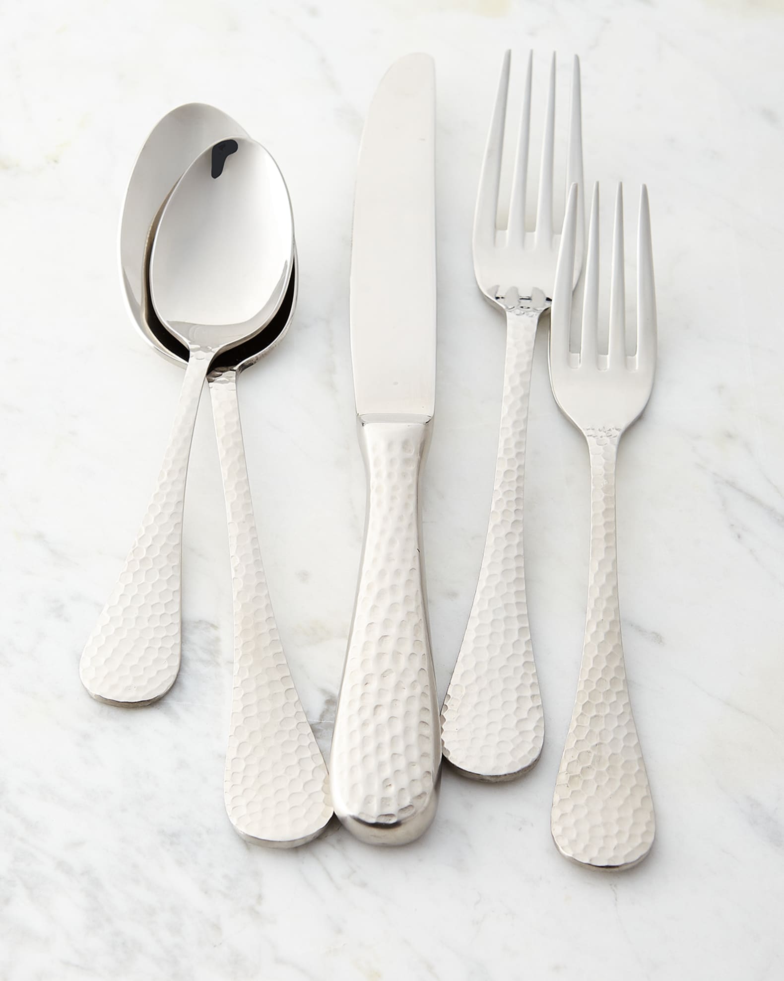 Wallace Silversmiths Five-Piece Euro Hammered Flatware Place Setting ...