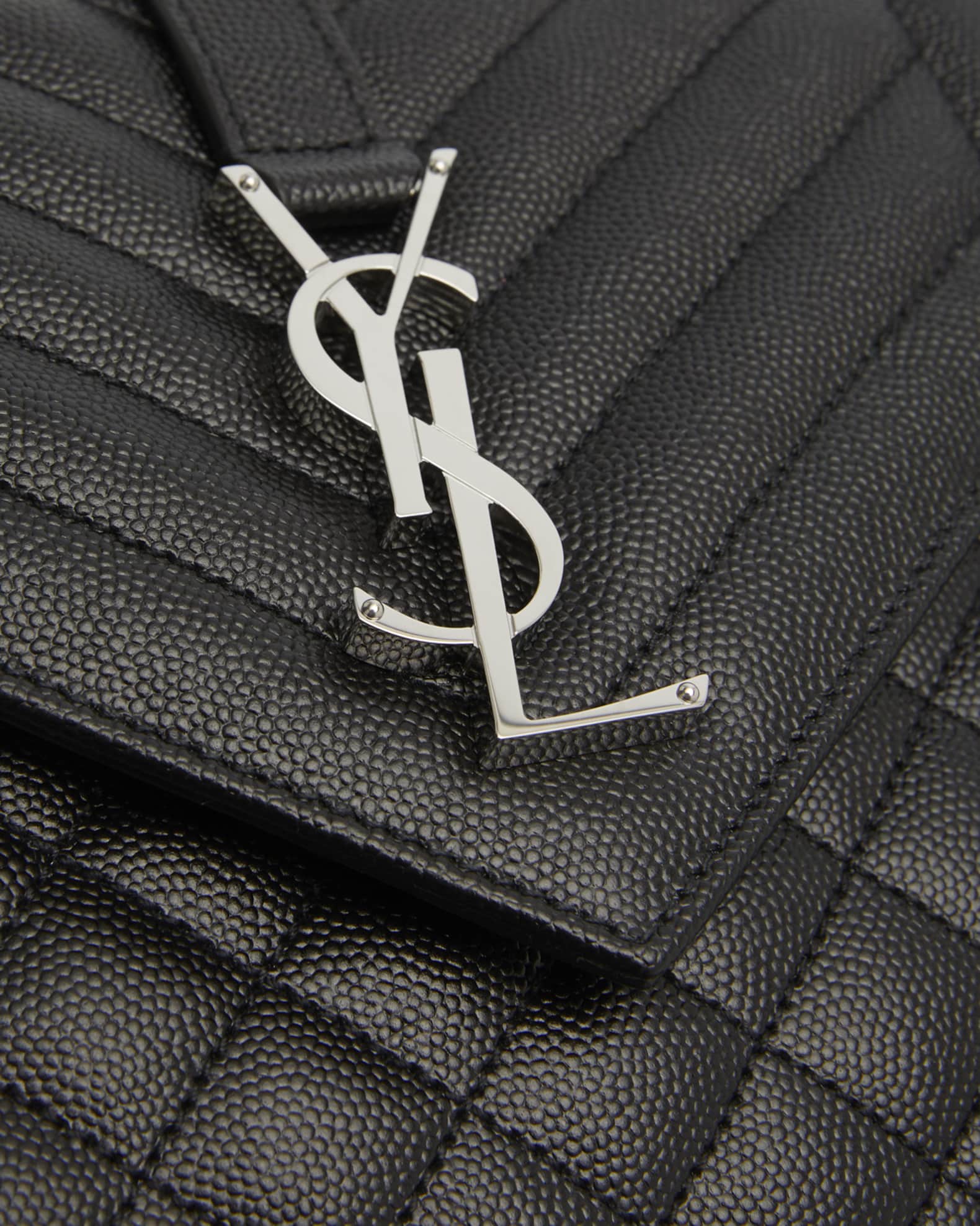 Saint Laurent Envelope Triquilt Medium YSL Shoulder Bag in Grained ...