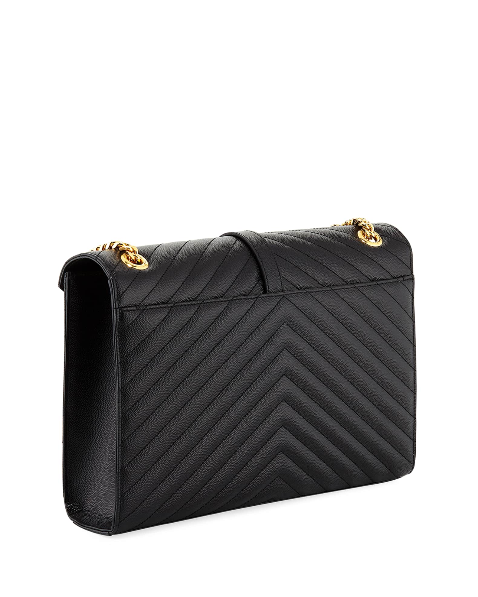 Saint Laurent V-Flap Large Monogram YSL Envelope Chain Shoulder Bag ...