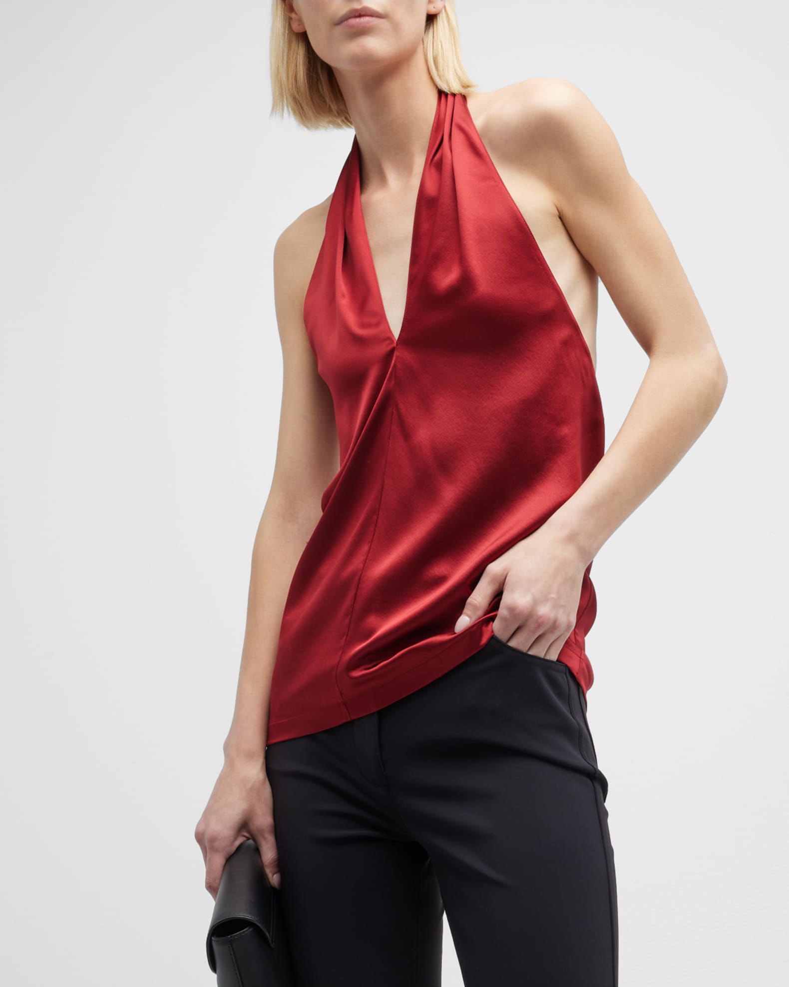 Theory Ertil Silky Satin Halter Top | Neiman Marcus