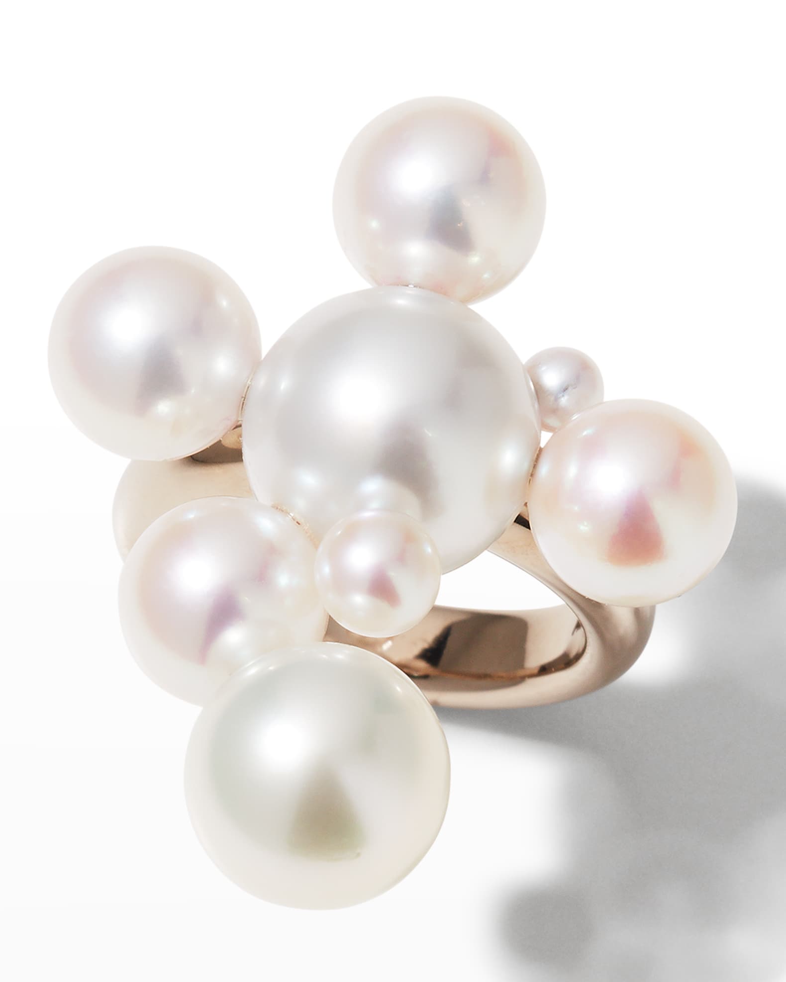 Assael South Sea 2-Pearl and Akoya 6-Pearl Ring | Neiman Marcus