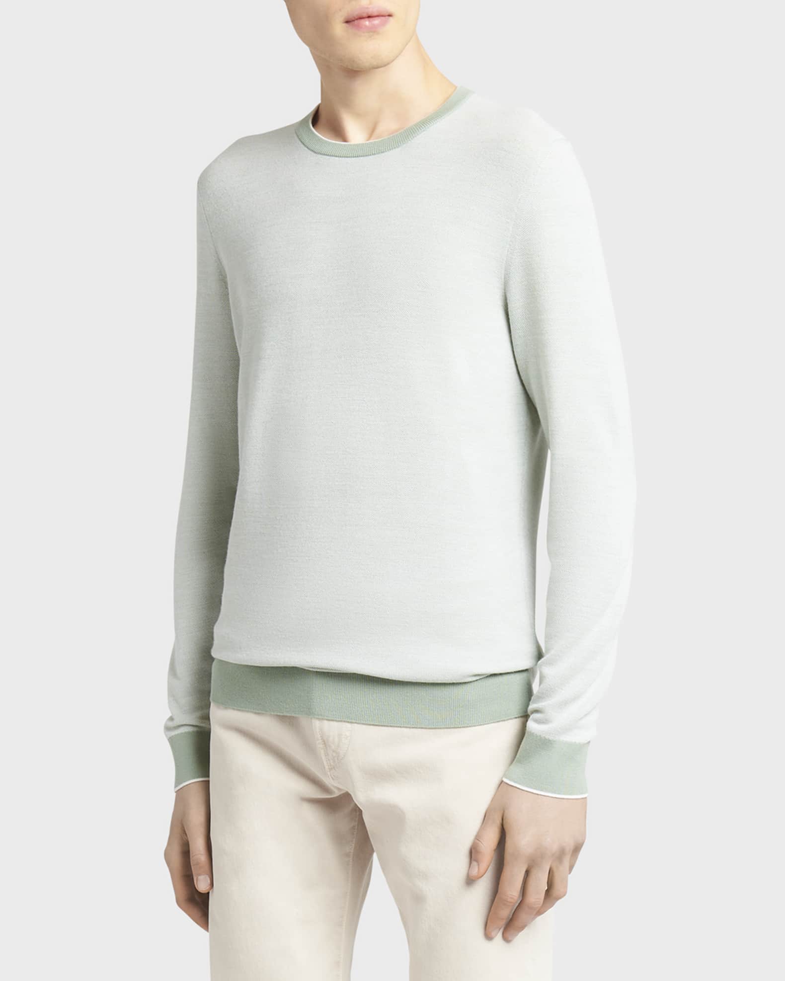 Loro Piana Lightweight Wool-Blend Crewneck Sweater | Neiman Marcus