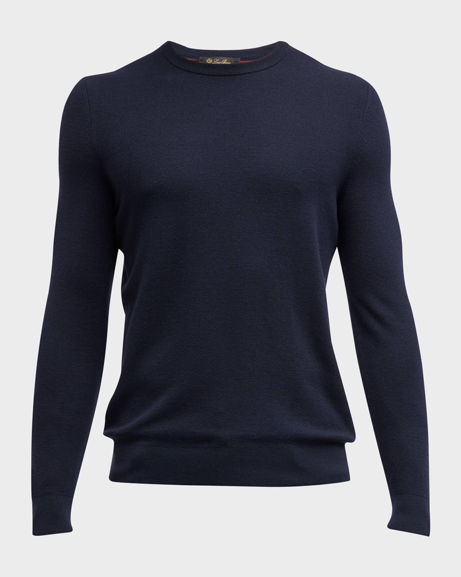 Loro Piana Lightweight Wool-Blend Crewneck Sweater | Neiman Marcus