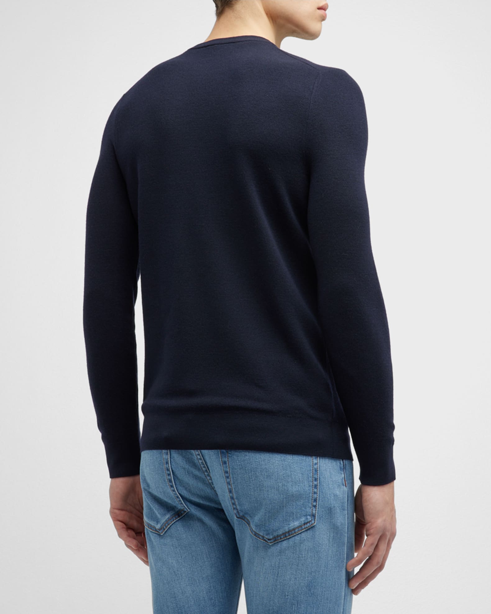 Loro Piana Lightweight Wool-Blend Crewneck Sweater | Neiman Marcus