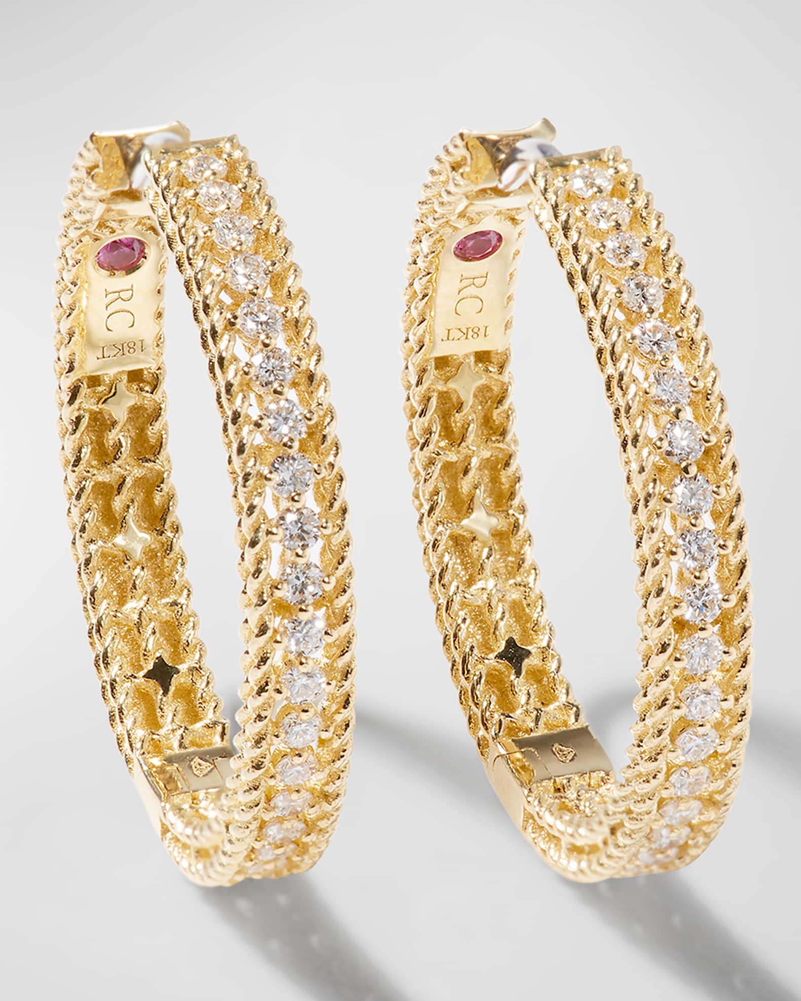 Roberto Coin Diamond Symphony Barocco 18k Yellow Gold Diamond Hoop ...