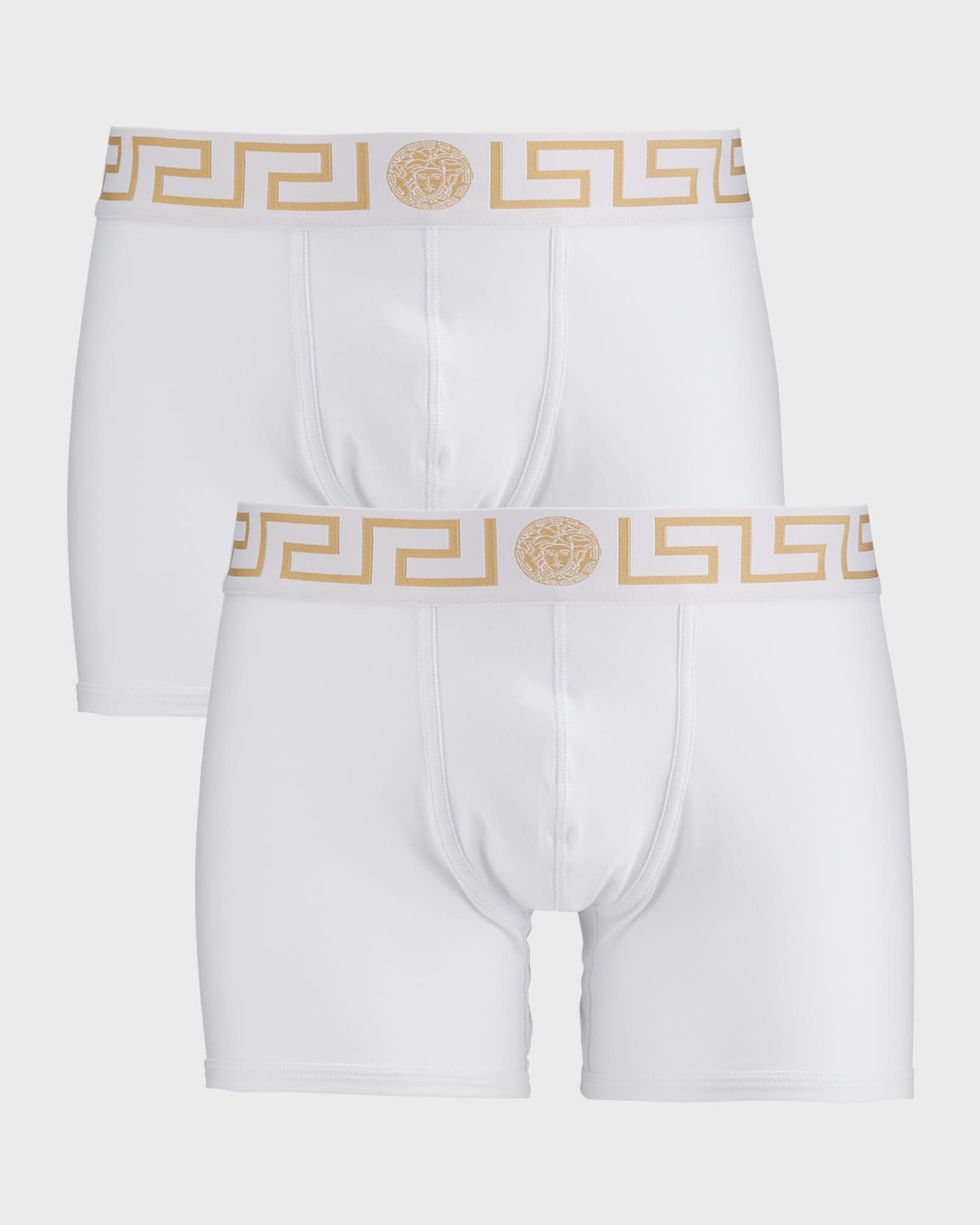 Versace Two-Pack Greca Border Long Boxer Trunks | Neiman Marcus