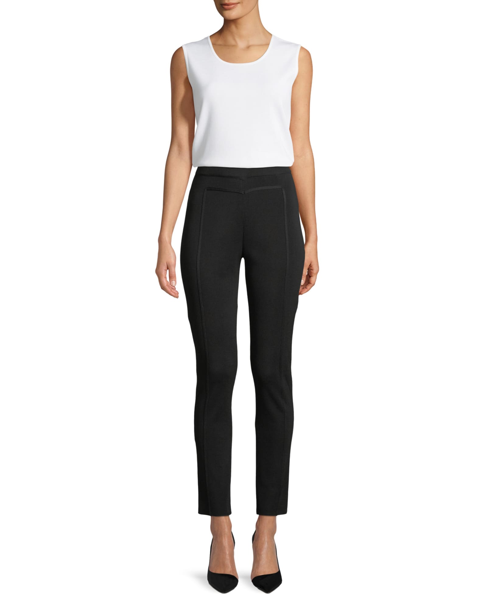 Misook Seam-Detailed Slim-Fit Pants | Neiman Marcus