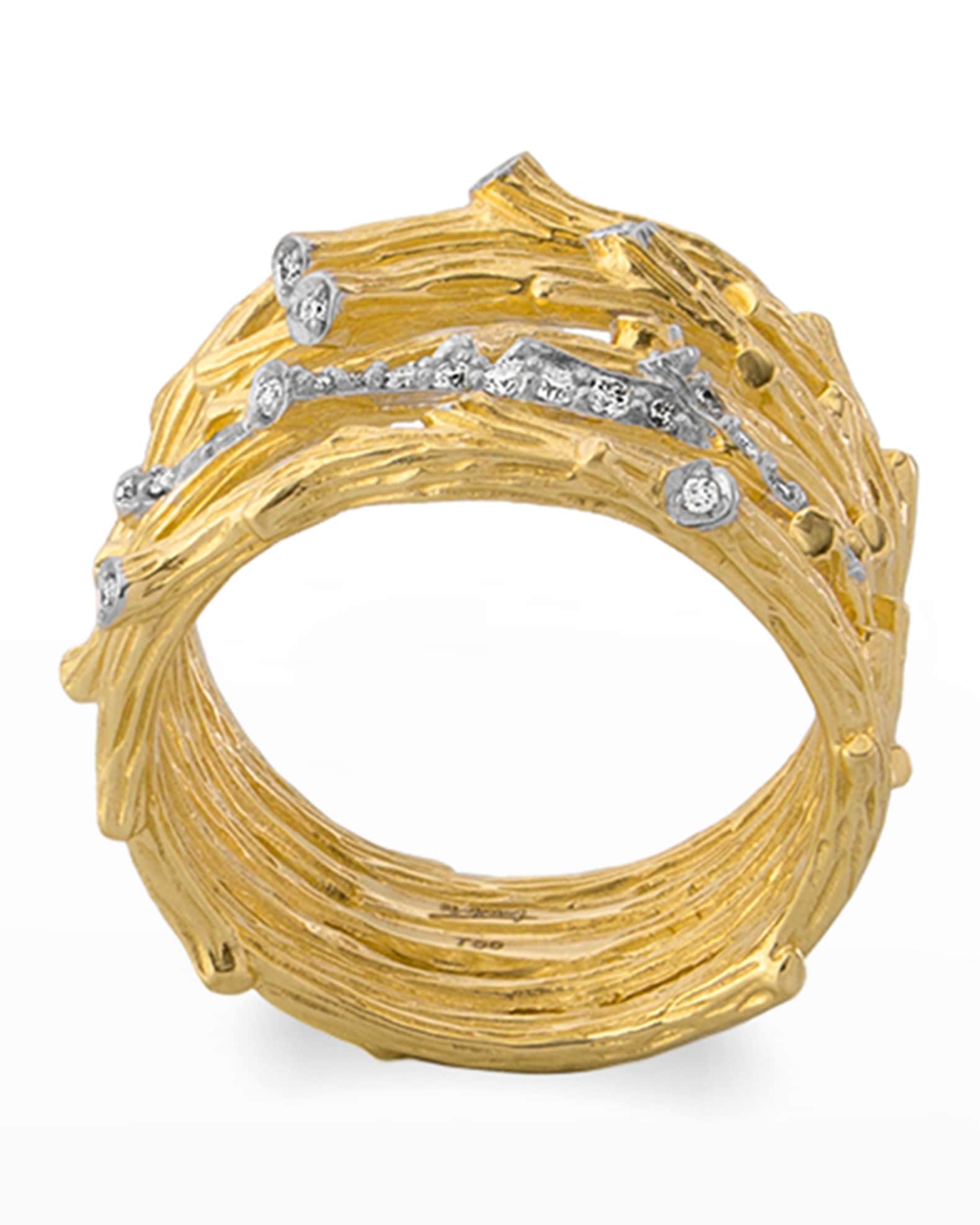 Michael Aram 18k Enchanted Forest Multi-Row Ring w/ Diamonds, Size 7 ...