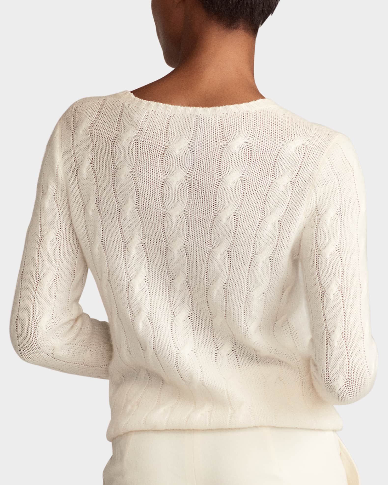 Ralph Lauren Collection Crewneck Cashmere Cable-Knit Sweater | Neiman ...