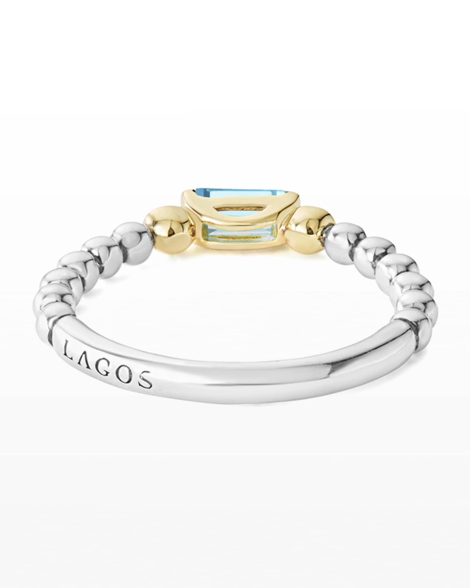 LAGOS 18k Beaded Stacking Band Ring w/ Diamonds | Neiman Marcus
